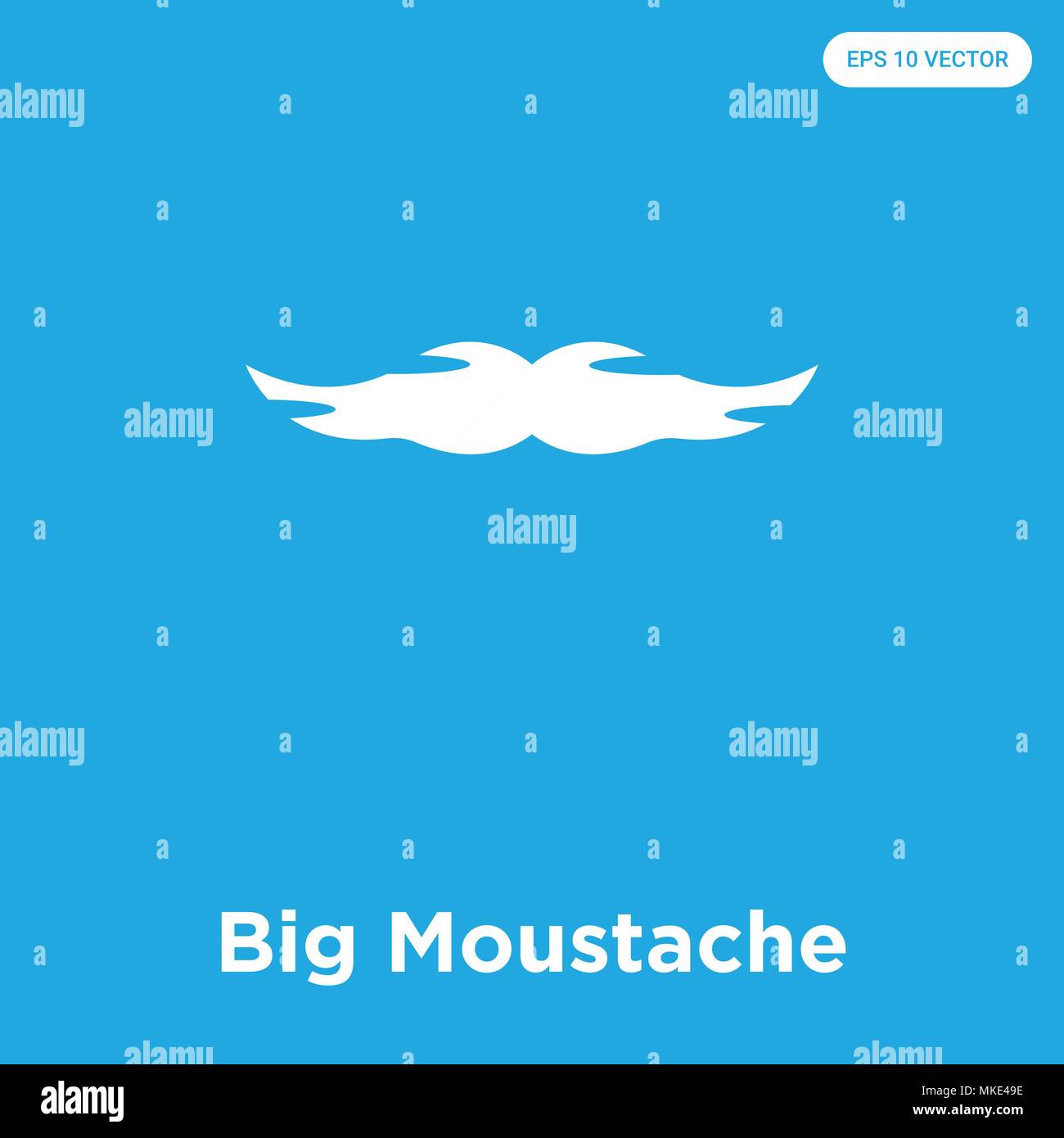 Big Moustache vector icon isolated on blue background, sign and symbol ...