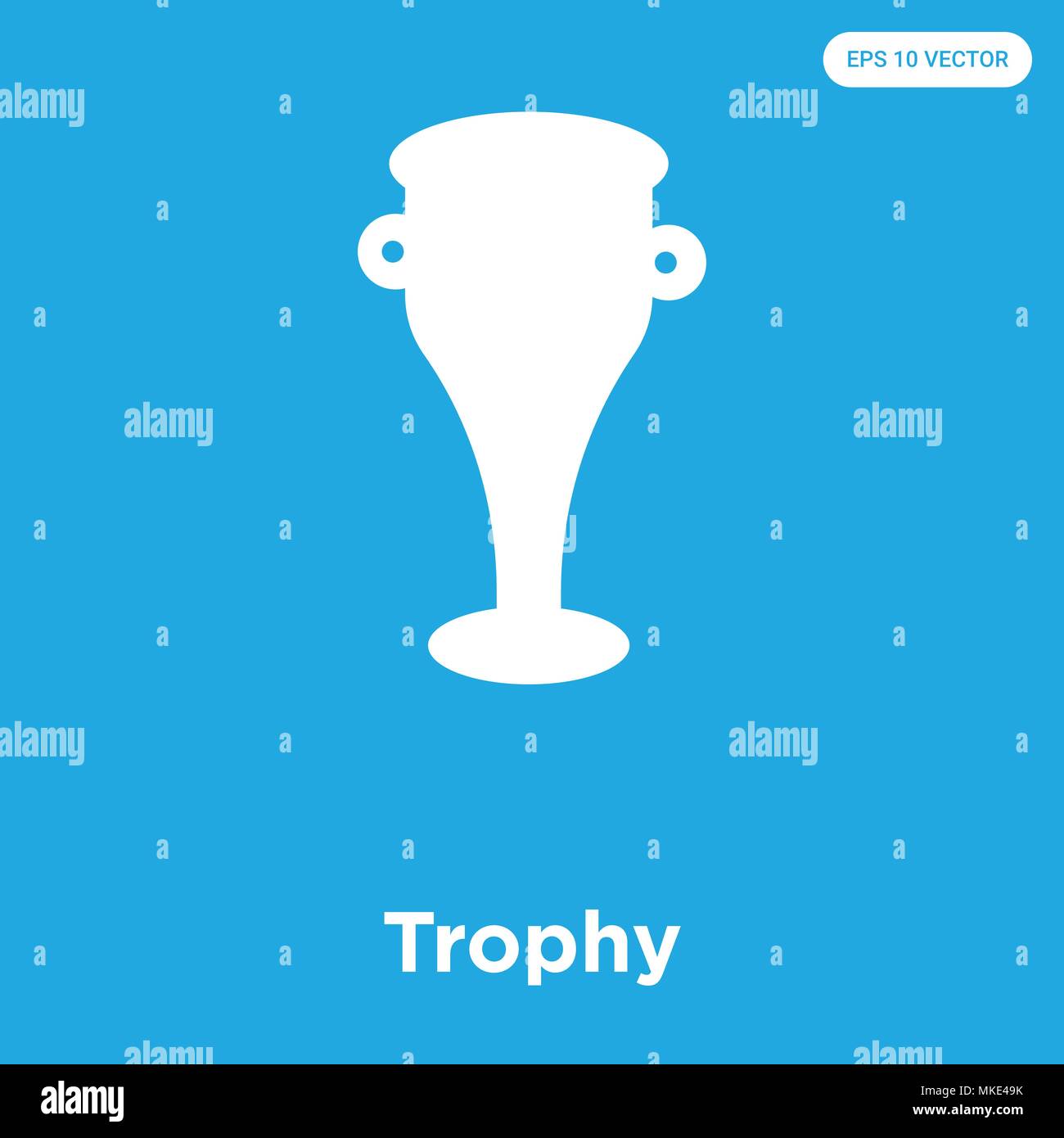 Trophy vector icon isolated on blue background, sign and symbol Stock ...