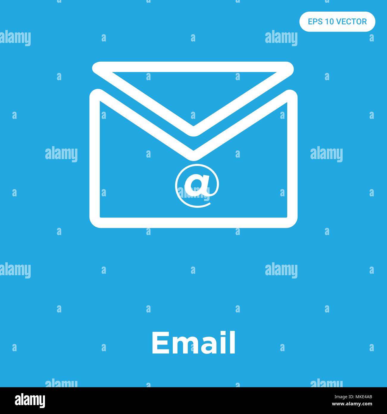 Email vector icon isolated on blue background, sign and symbol Stock ...