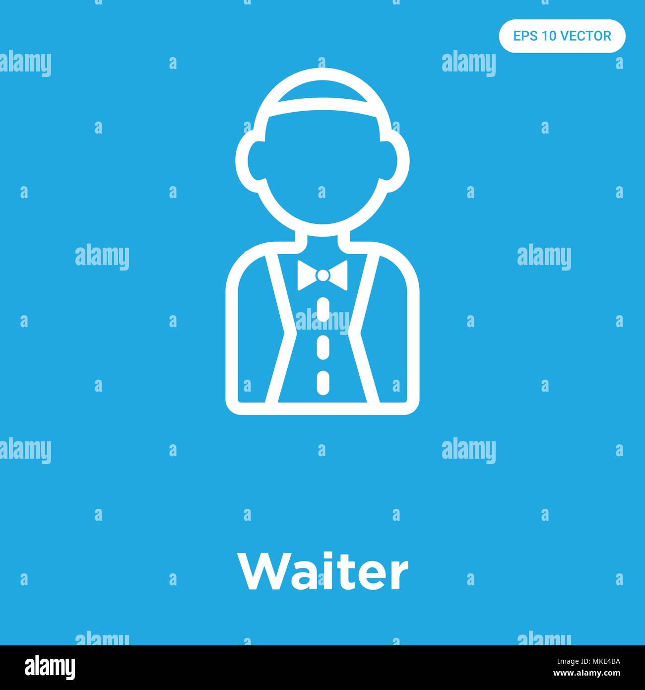 Waiter vector icon isolated on blue background, sign and symbol Stock ...