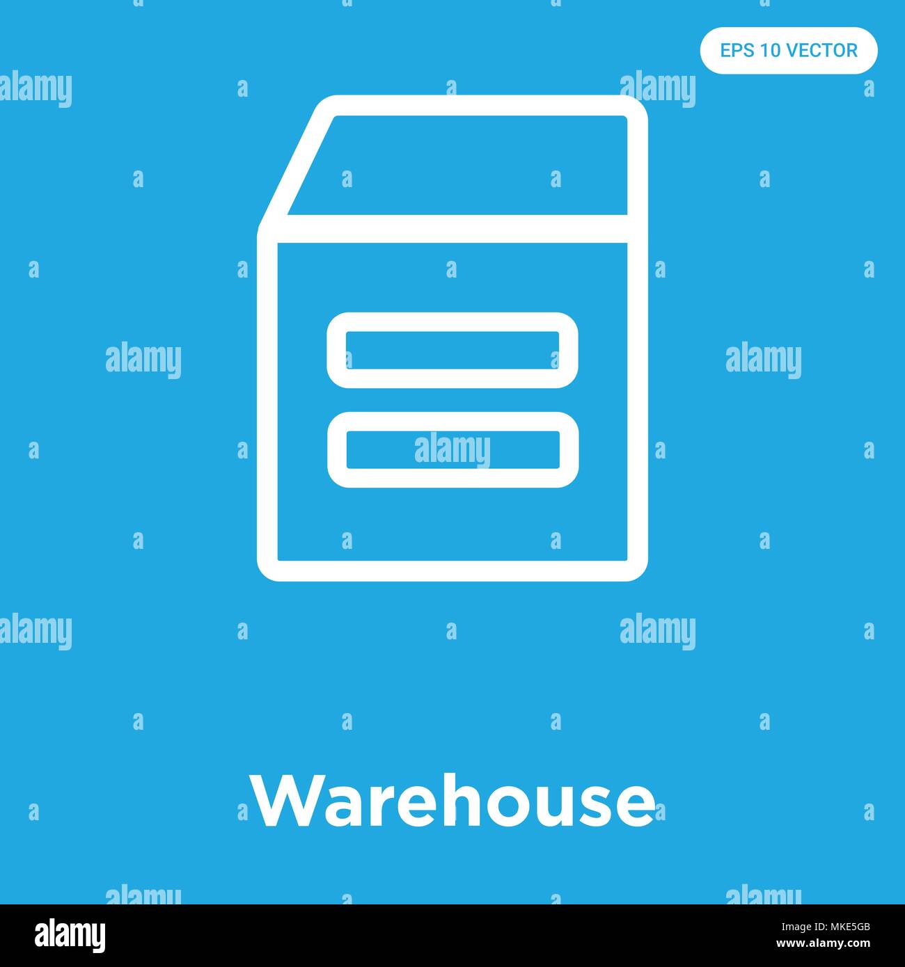 Warehouse vector icon isolated on blue background, sign and symbol ...