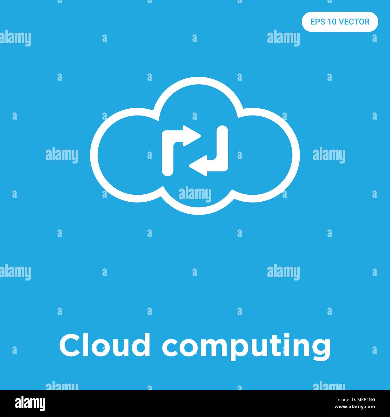 Cloud computing vector icon isolated on blue background, sign and ...