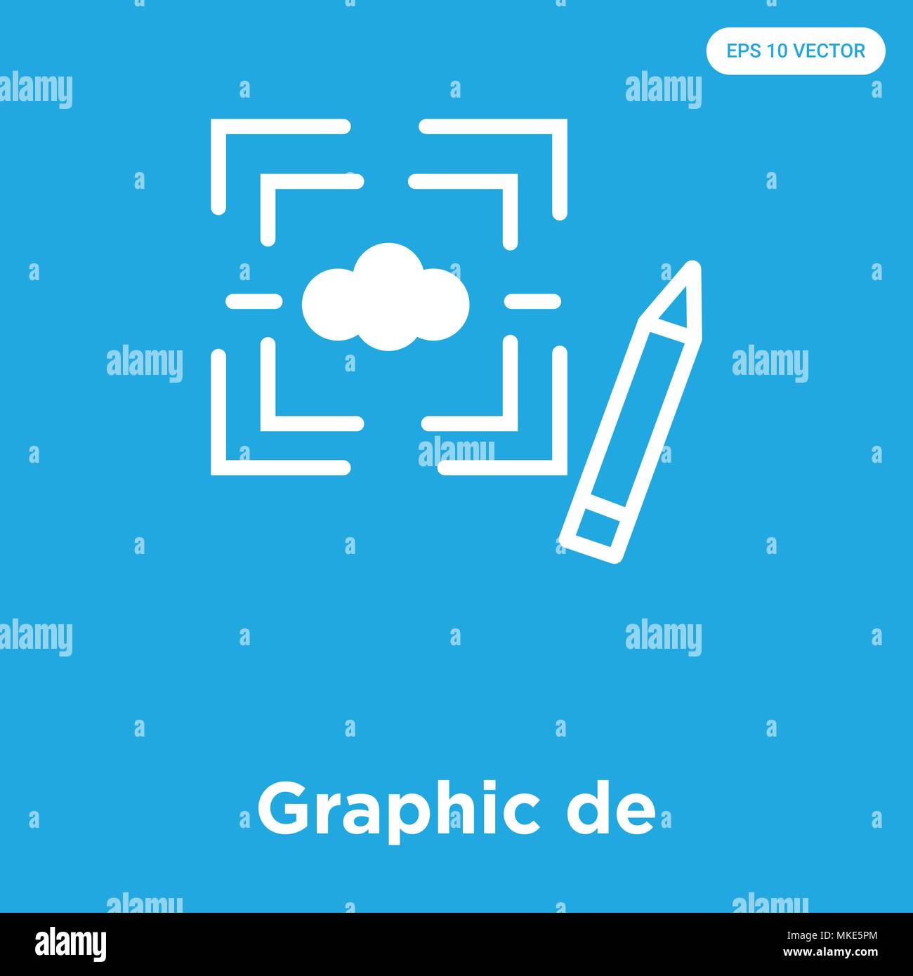 Graphic de vector icon isolated on blue background, sign and symbol ...
