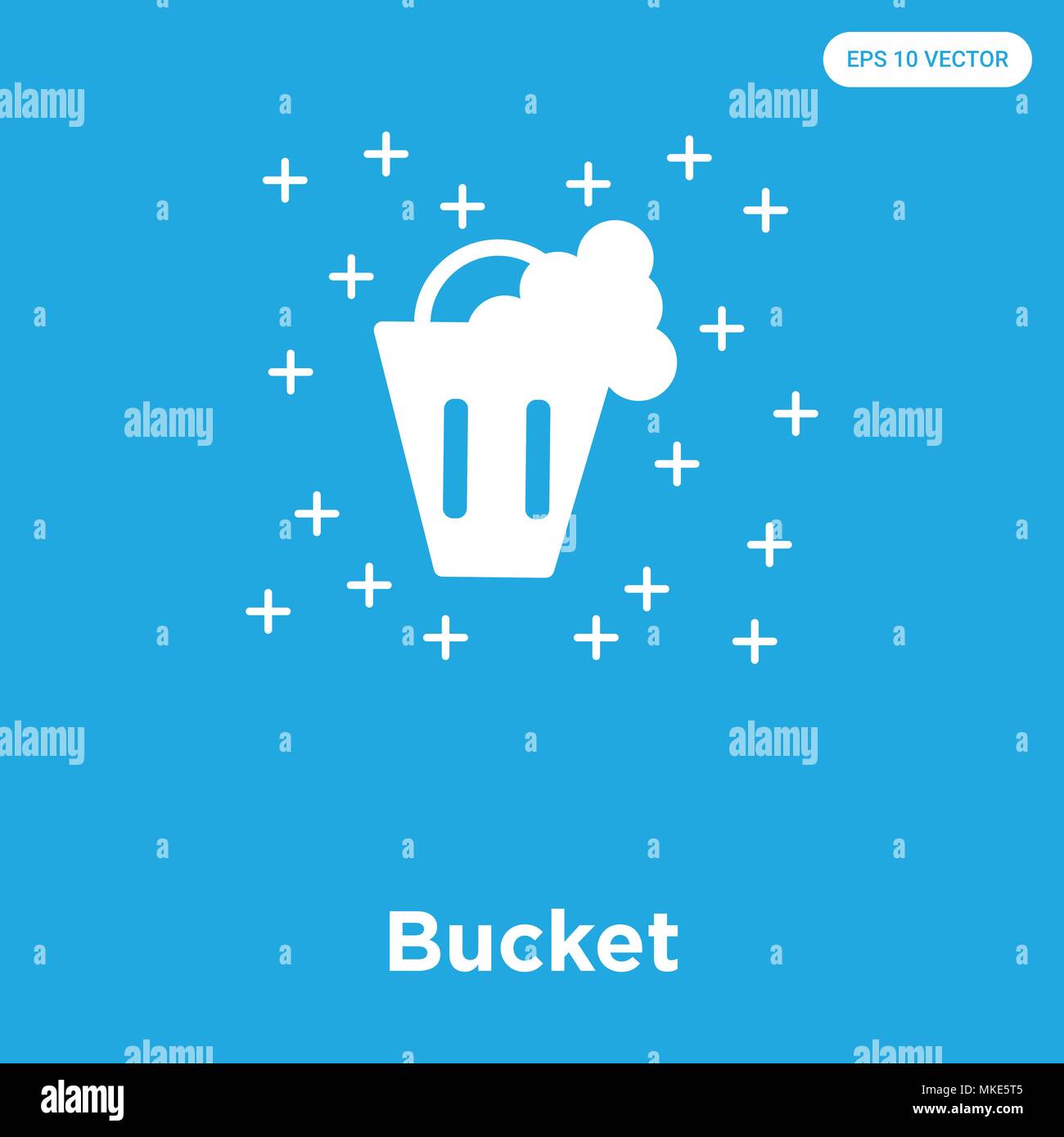 Bucket vector icon isolated on blue background, sign and symbol Stock ...