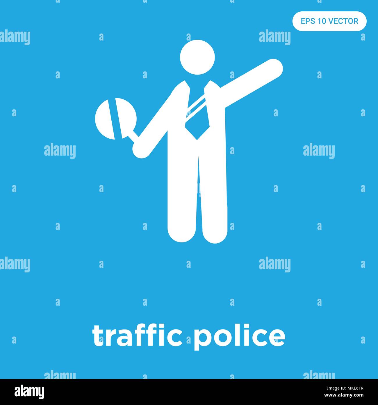 traffic police vector icon isolated on blue background, sign and symbol ...