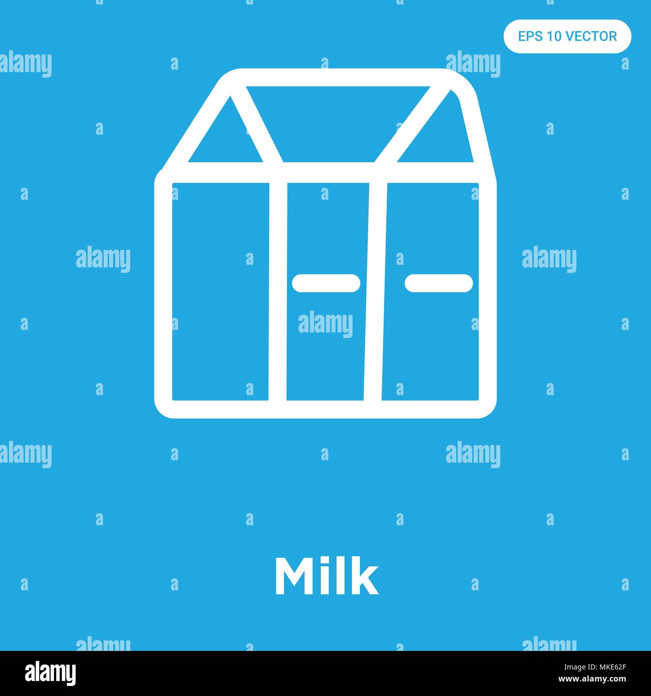 Milk vector icon isolated on blue background, sign and symbol Stock ...