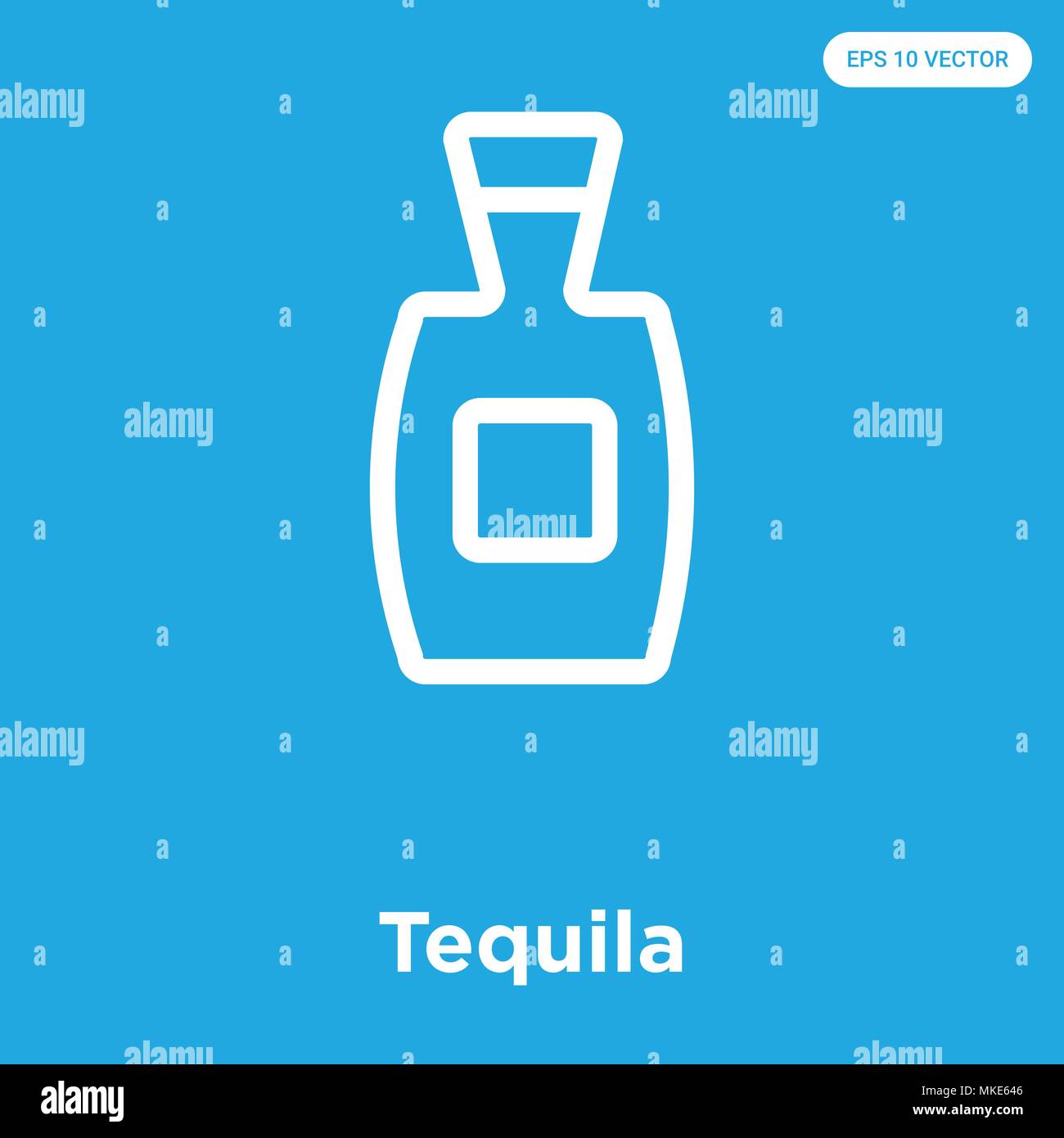 Tequila vector icon isolated on blue background, sign and symbol Stock ...