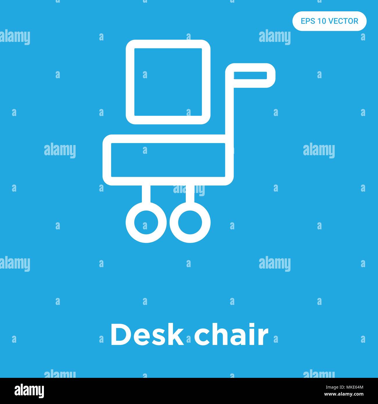 Desk chair vector icon isolated on blue background, sign and symbol ...