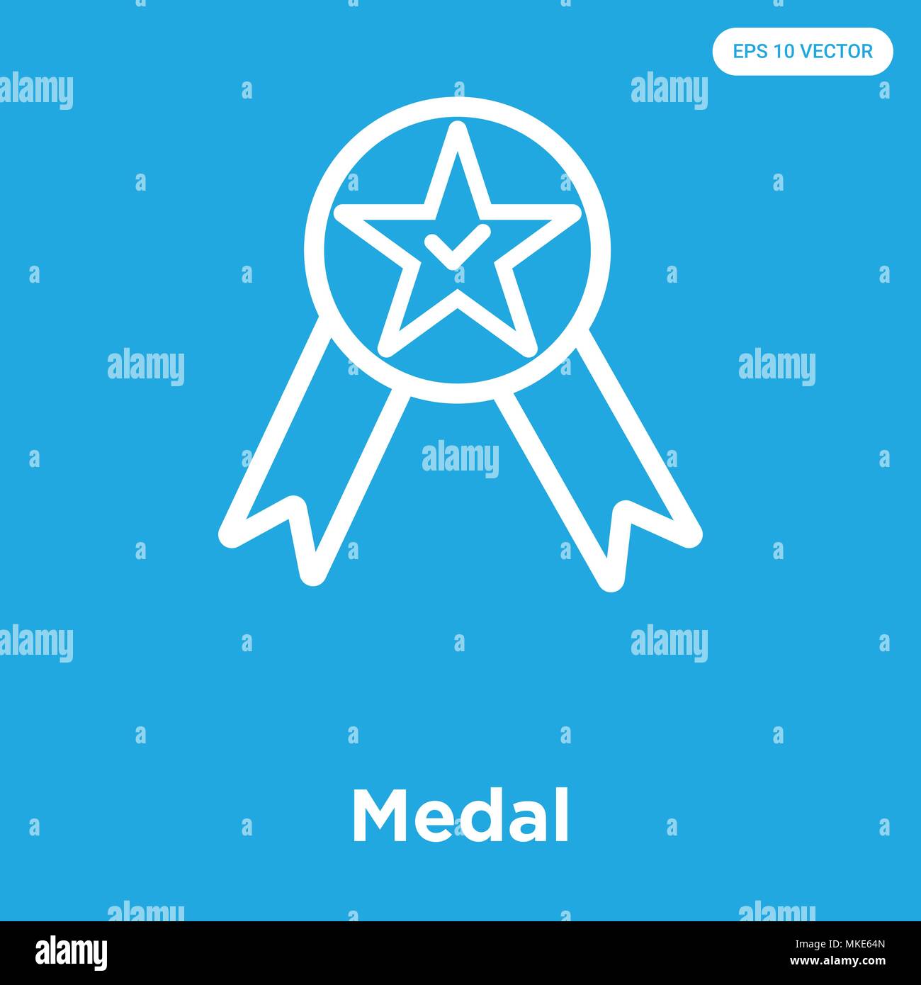 Medal vector icon isolated on blue background, sign and symbol Stock ...