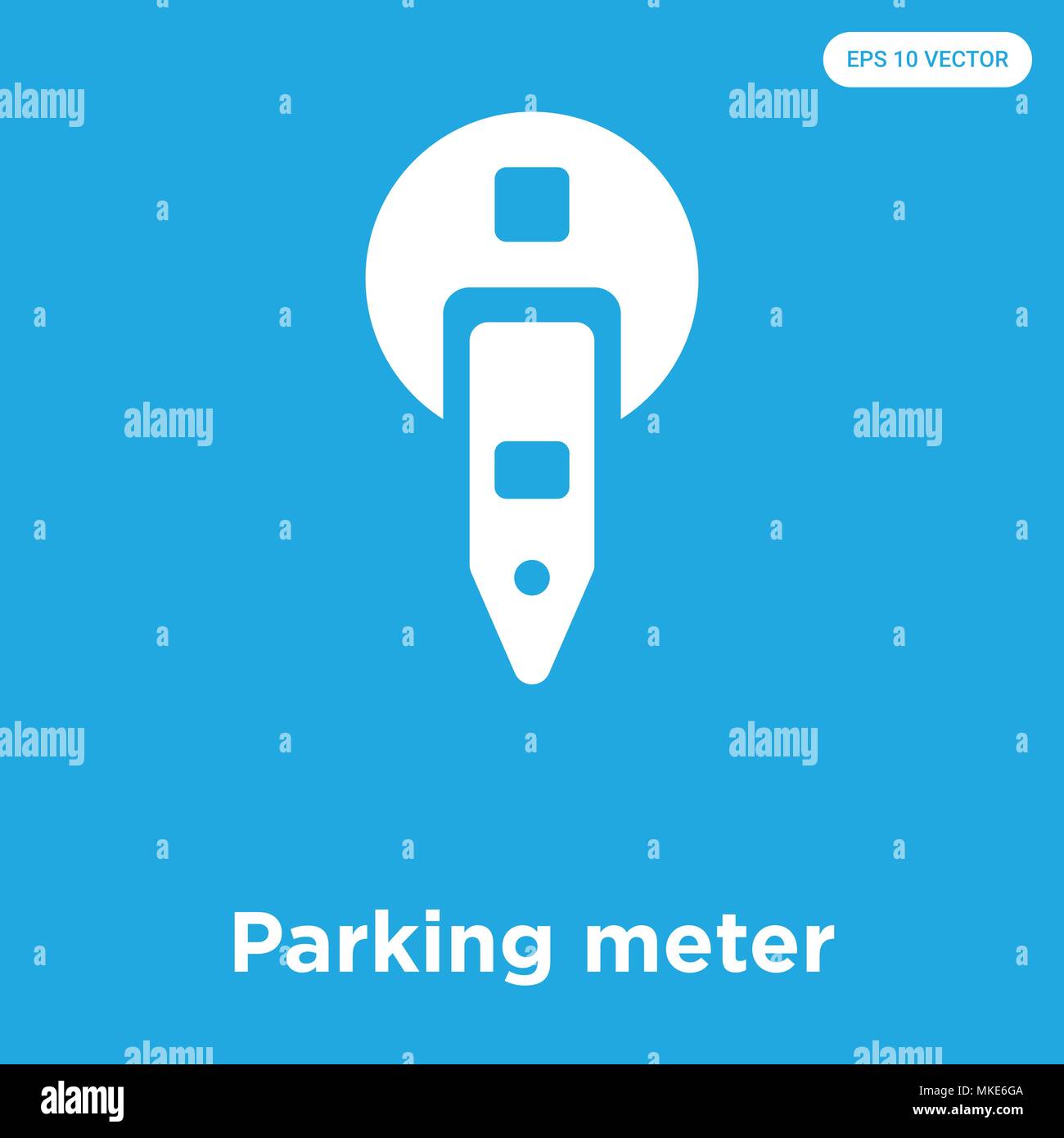 Parking meter vector icon isolated on blue background, sign and symbol ...