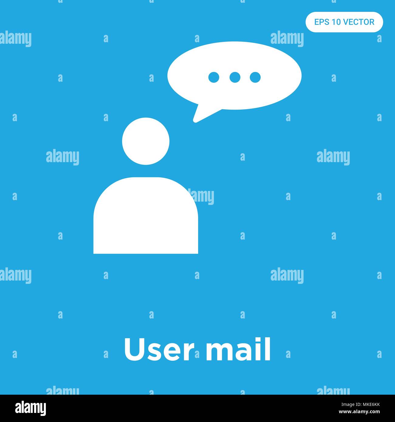 User mail vector icon isolated on blue background, sign and symbol ...