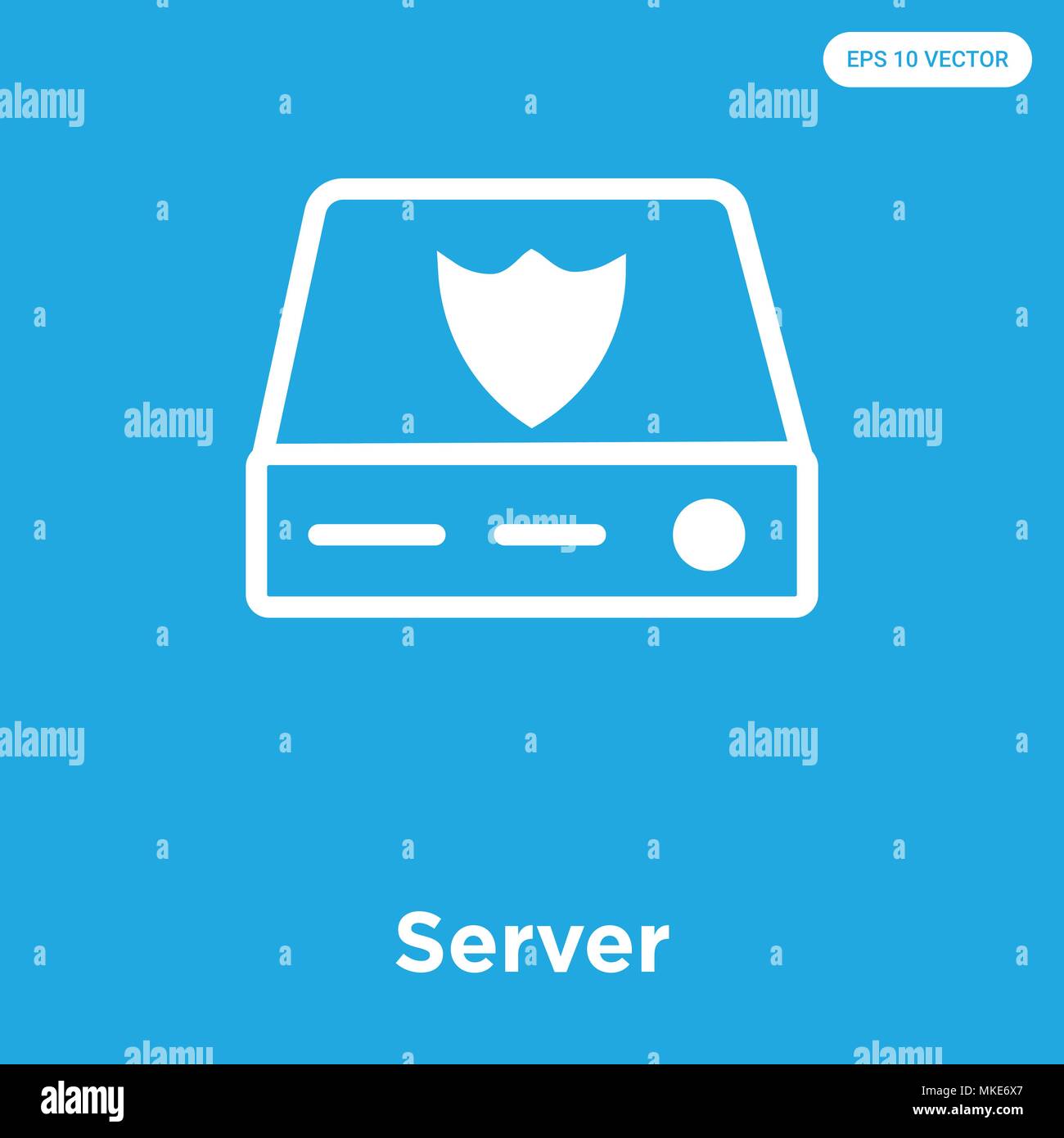 Server vector icon isolated on blue background, sign and symbol Stock ...