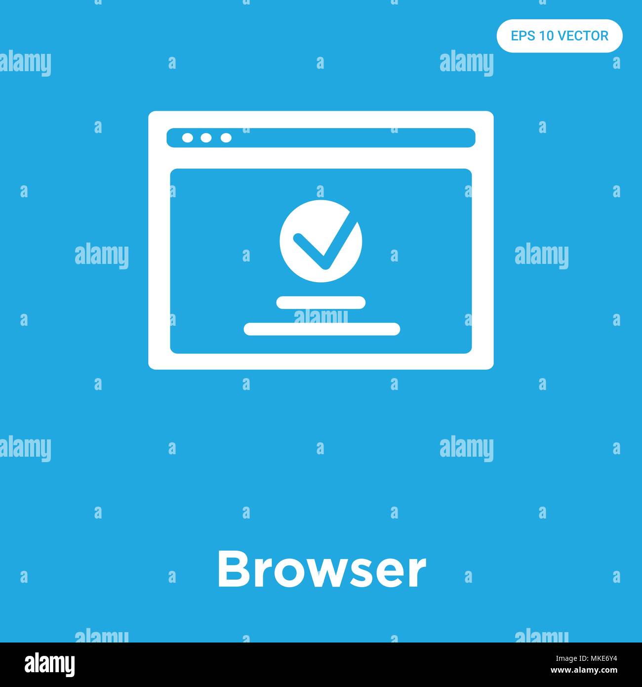 Browser vector icon isolated on blue background, sign and symbol Stock ...