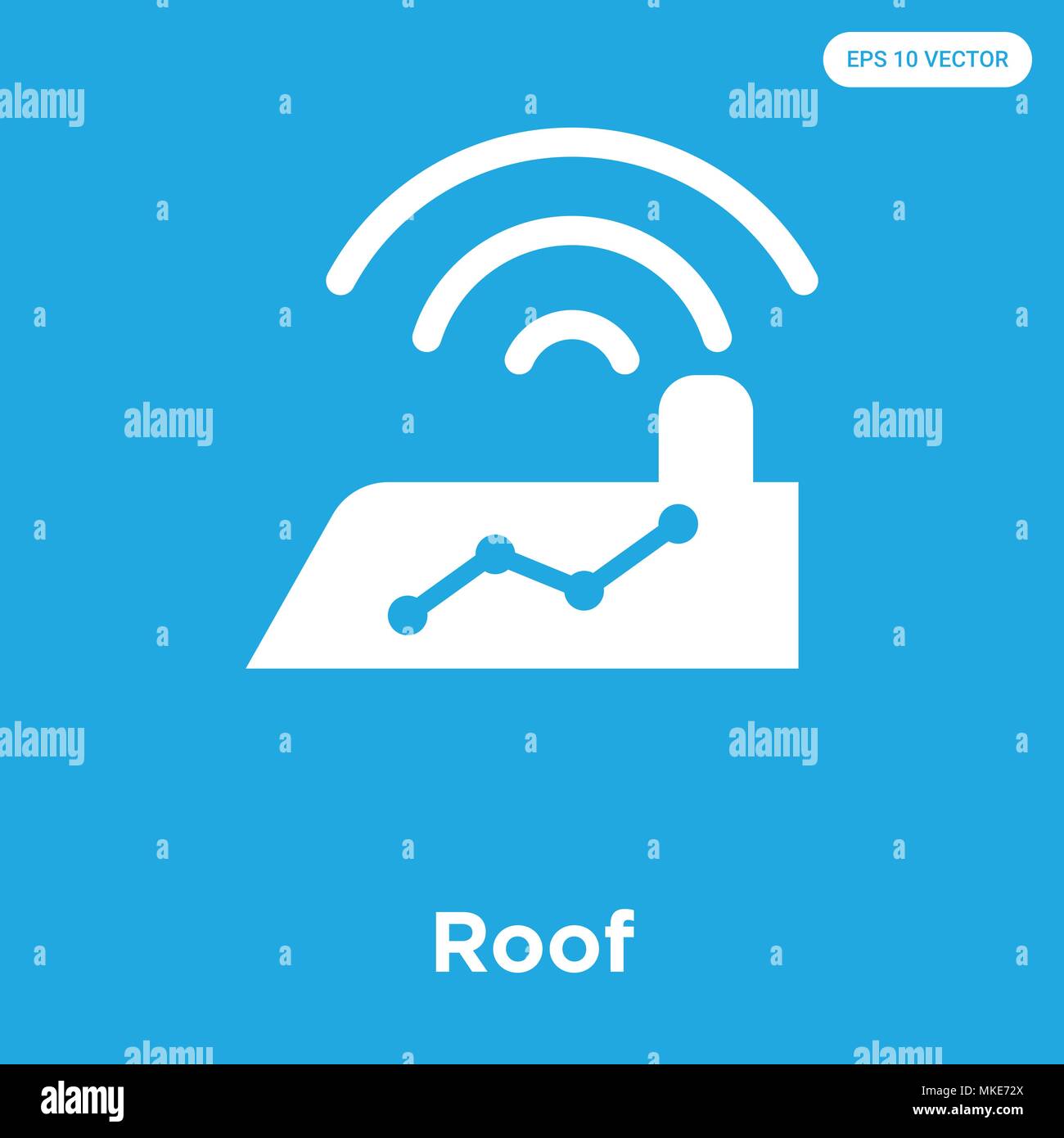 Roof vector icon isolated on blue background, sign and symbol Stock ...