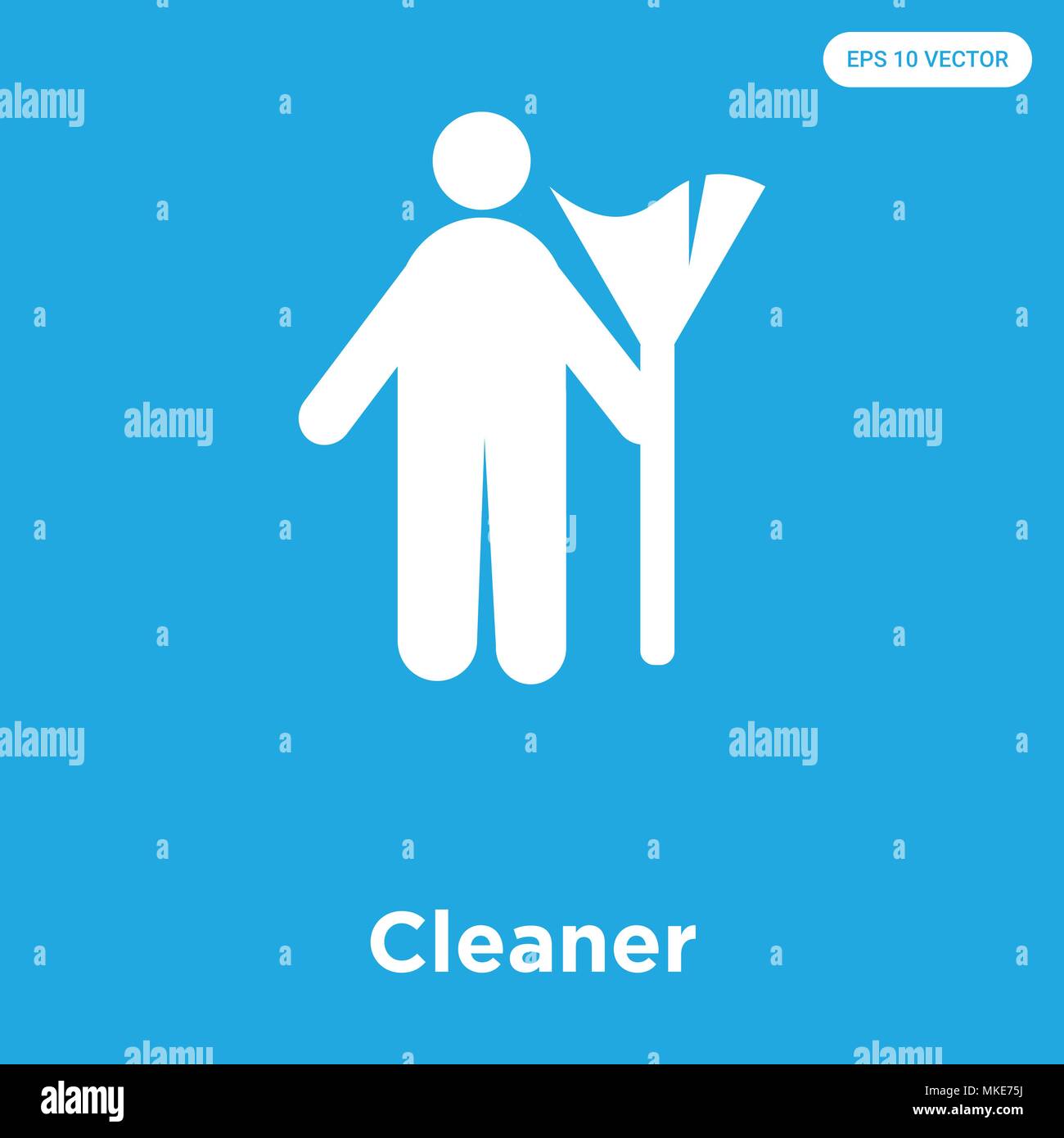 Cleaner vector icon isolated on blue background, sign and symbol Stock ...