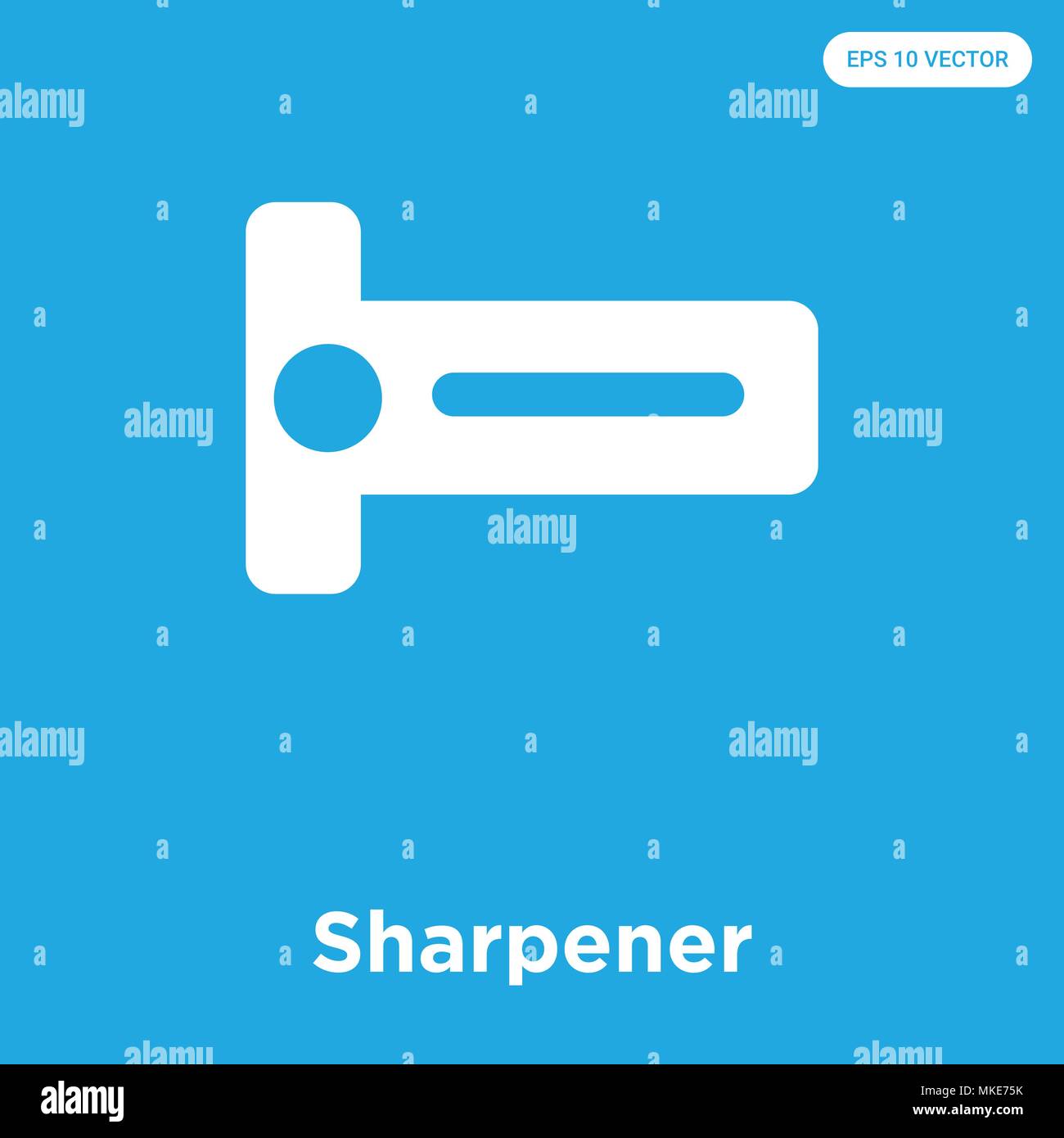 Sharpener vector icon isolated on blue background, sign and symbol ...