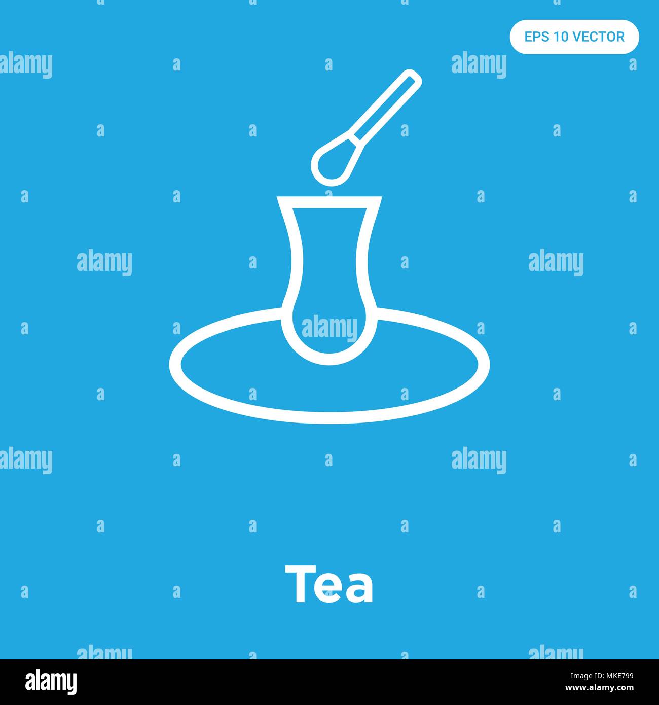 Tea vector icon isolated on blue background, sign and symbol Stock ...