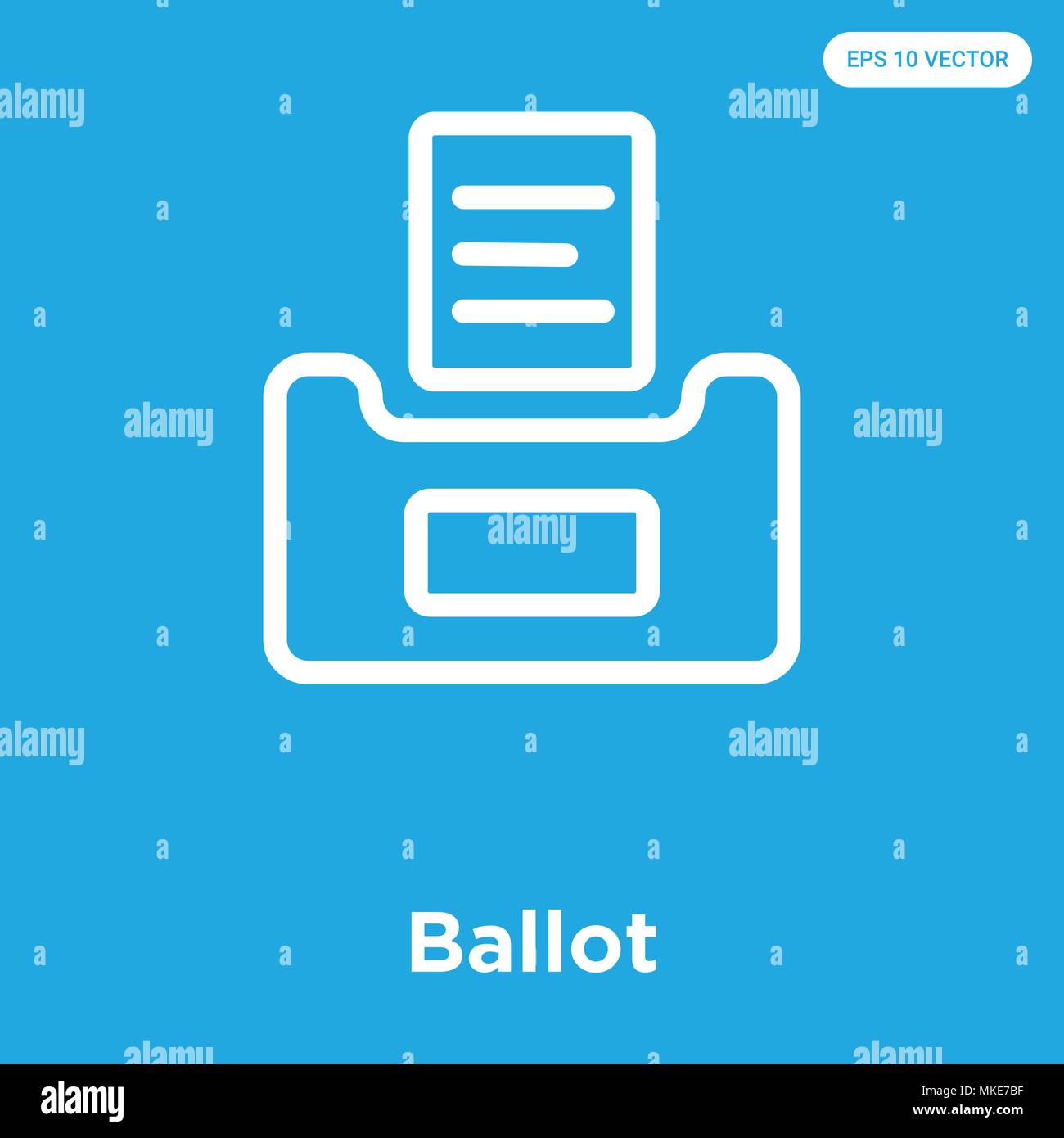 Ballot vector icon isolated on blue background, sign and symbol Stock ...