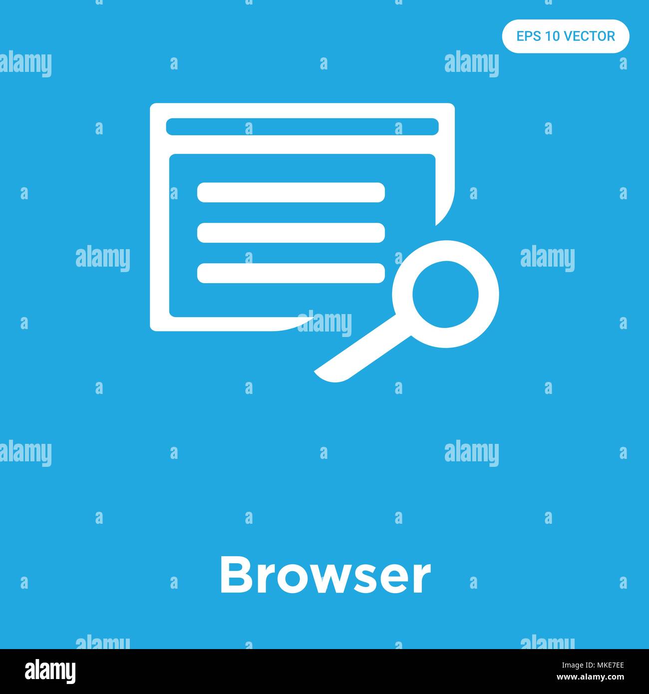 Browser vector icon isolated on blue background, sign and symbol Stock ...