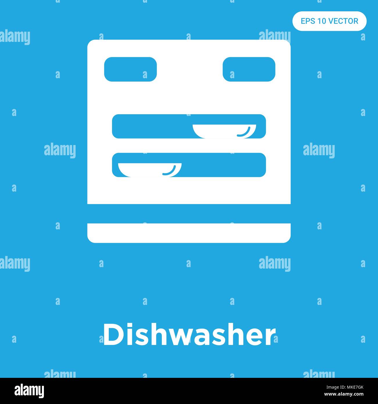 Dishwasher vector icon isolated on blue background, sign and symbol ...