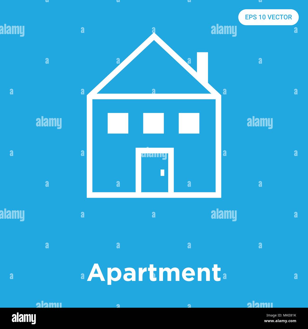 Apartment vector icon isolated on blue background, sign and symbol ...
