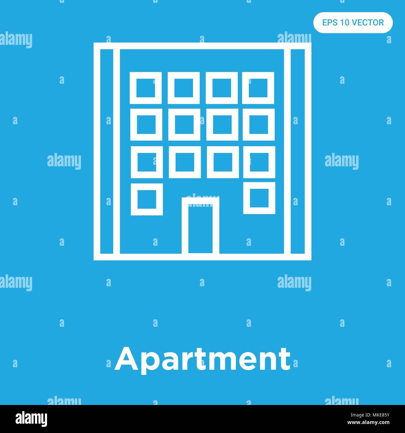 Apartment vector icon isolated on blue background, sign and symbol ...