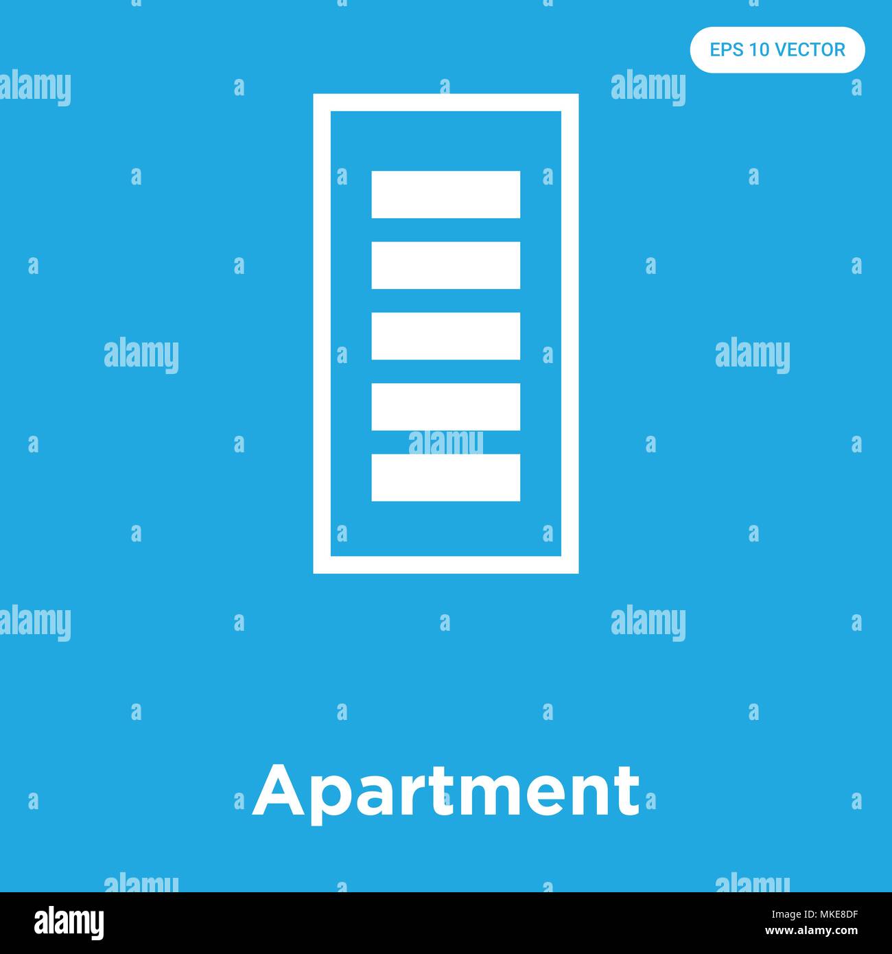 Apartment vector icon isolated on blue background, sign and symbol ...
