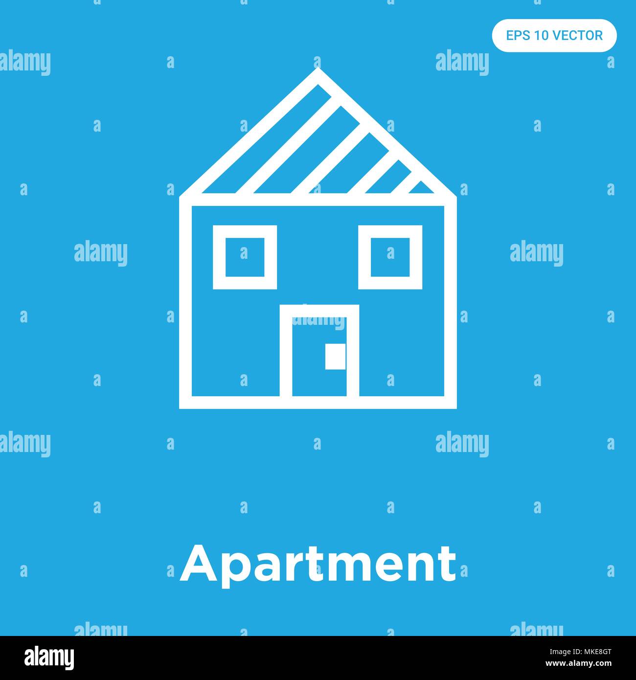 Apartment vector icon isolated on blue background, sign and symbol ...