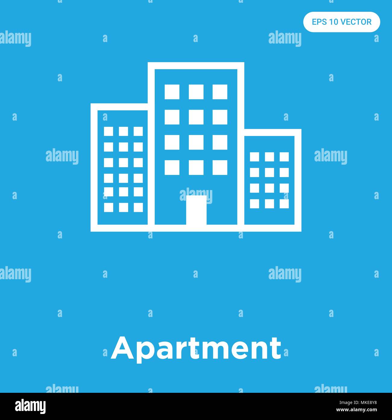 Apartment vector icon isolated on blue background, sign and symbol ...