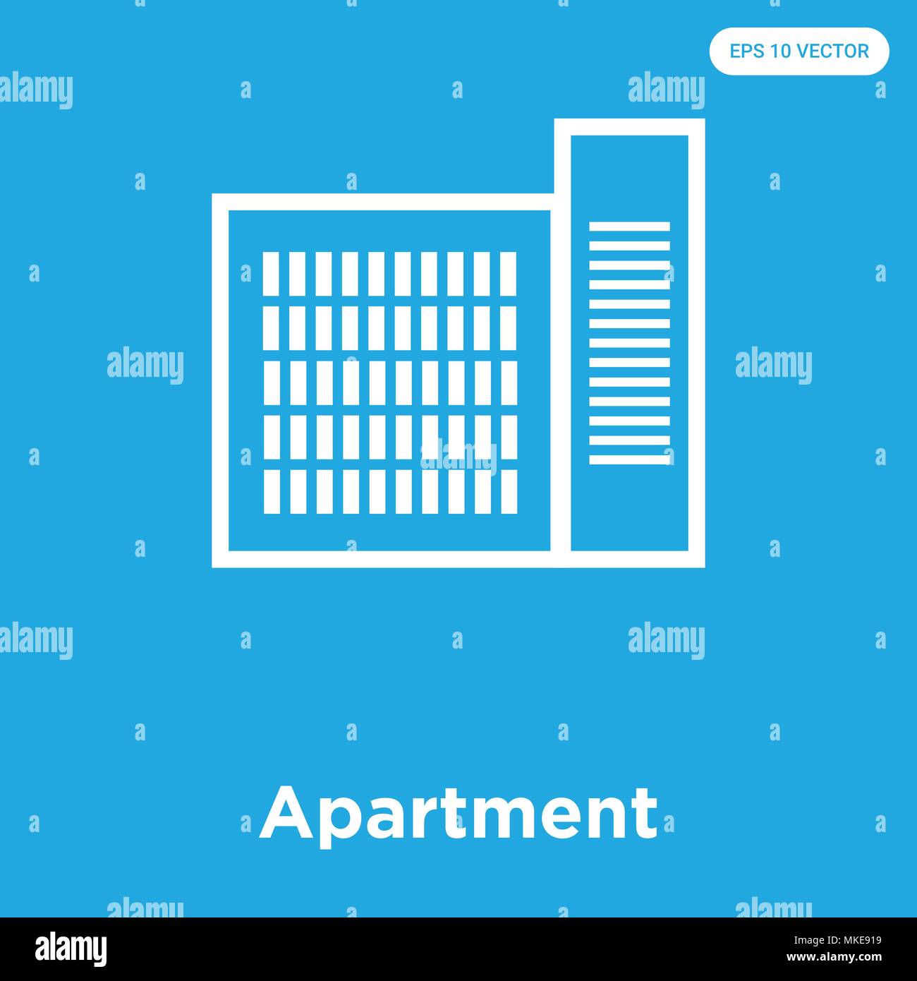 Apartment vector icon isolated on blue background, sign and symbol ...