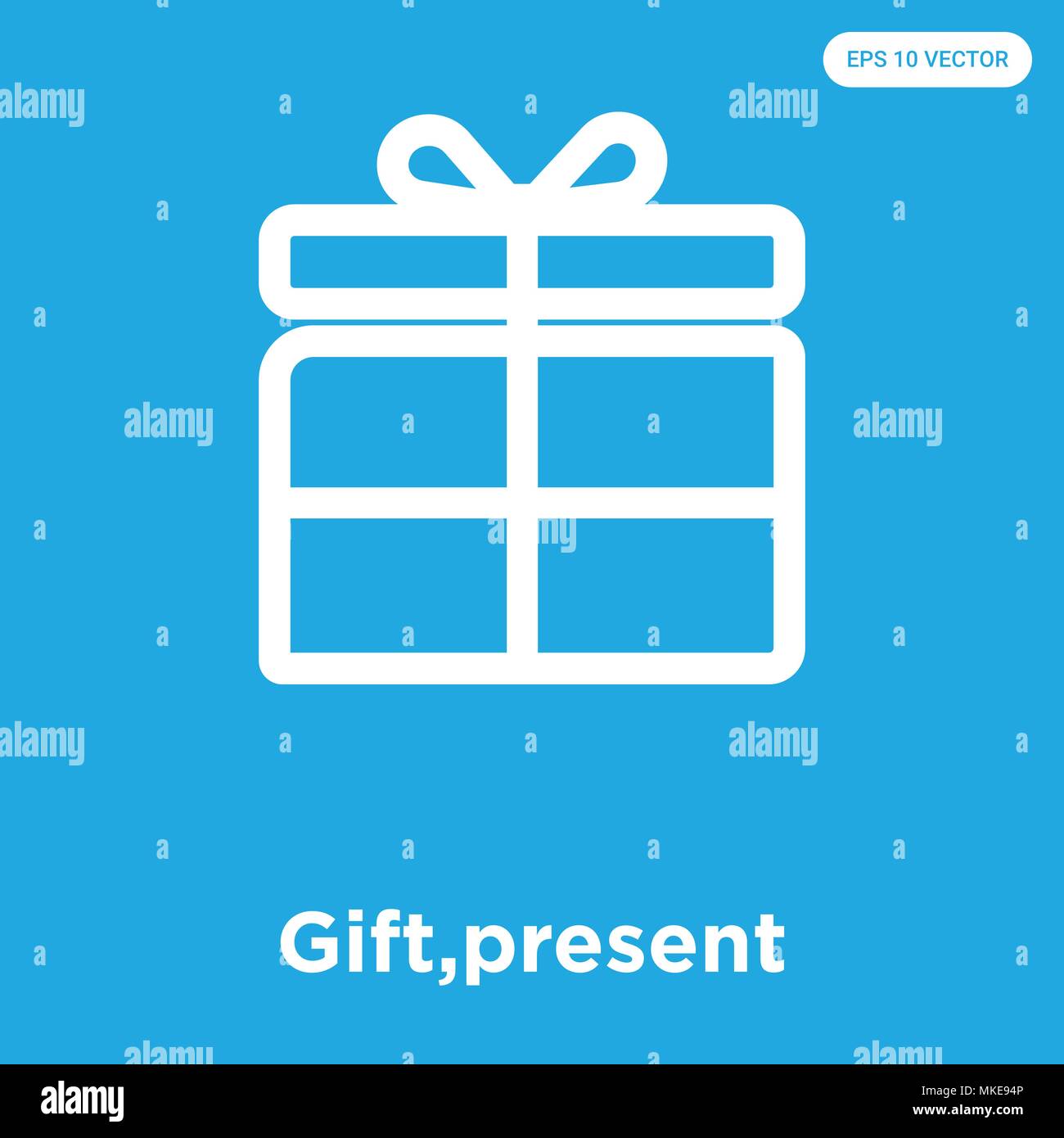 Gift,present vector icon isolated on blue background, sign and symbol ...