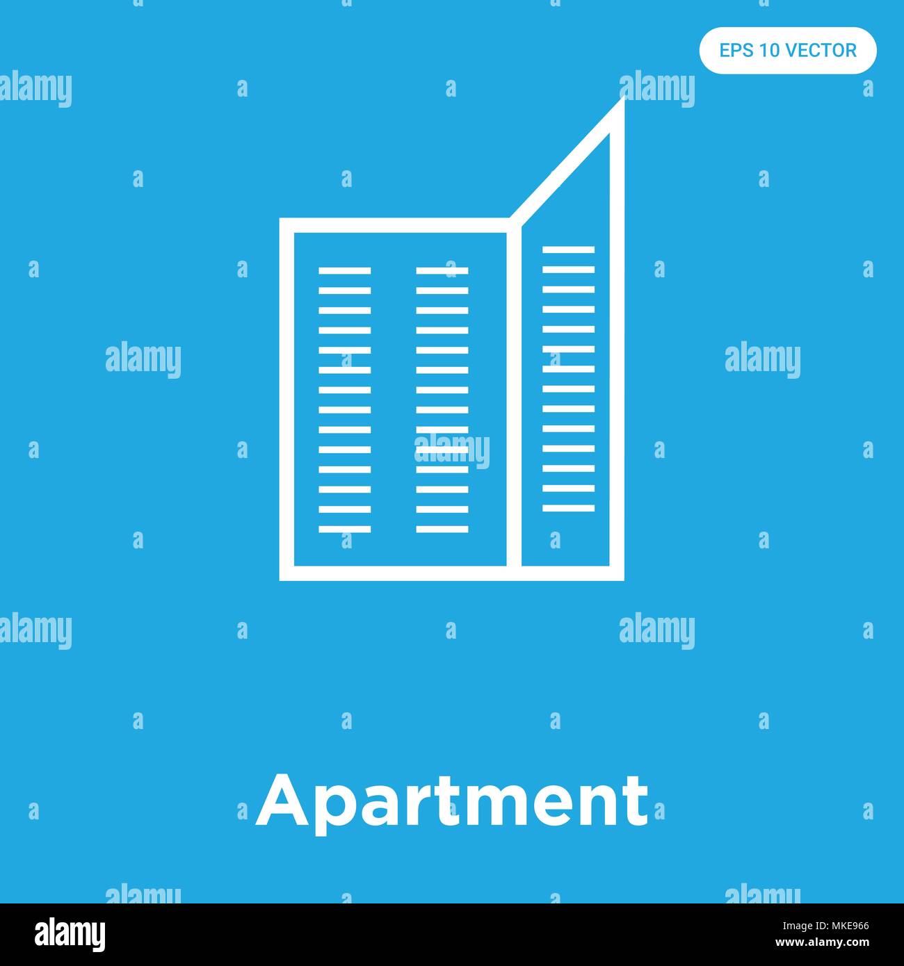 Apartment vector icon isolated on blue background, sign and symbol ...