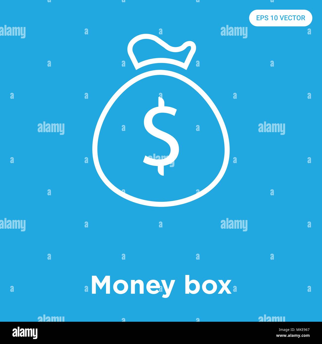Money box vector icon isolated on blue background, sign and symbol ...