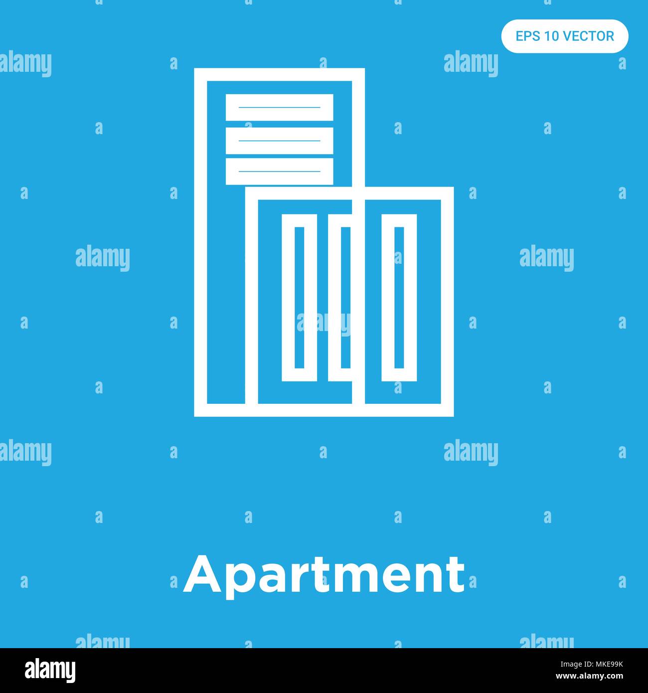 Apartment vector icon isolated on blue background, sign and symbol ...