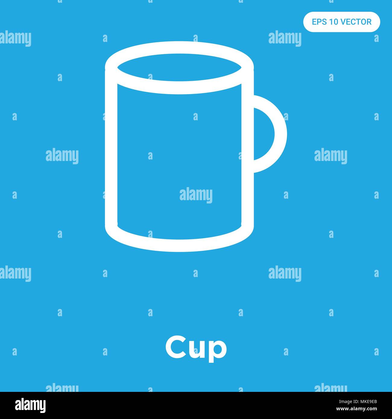 Cup vector icon isolated on blue background, sign and symbol Stock ...