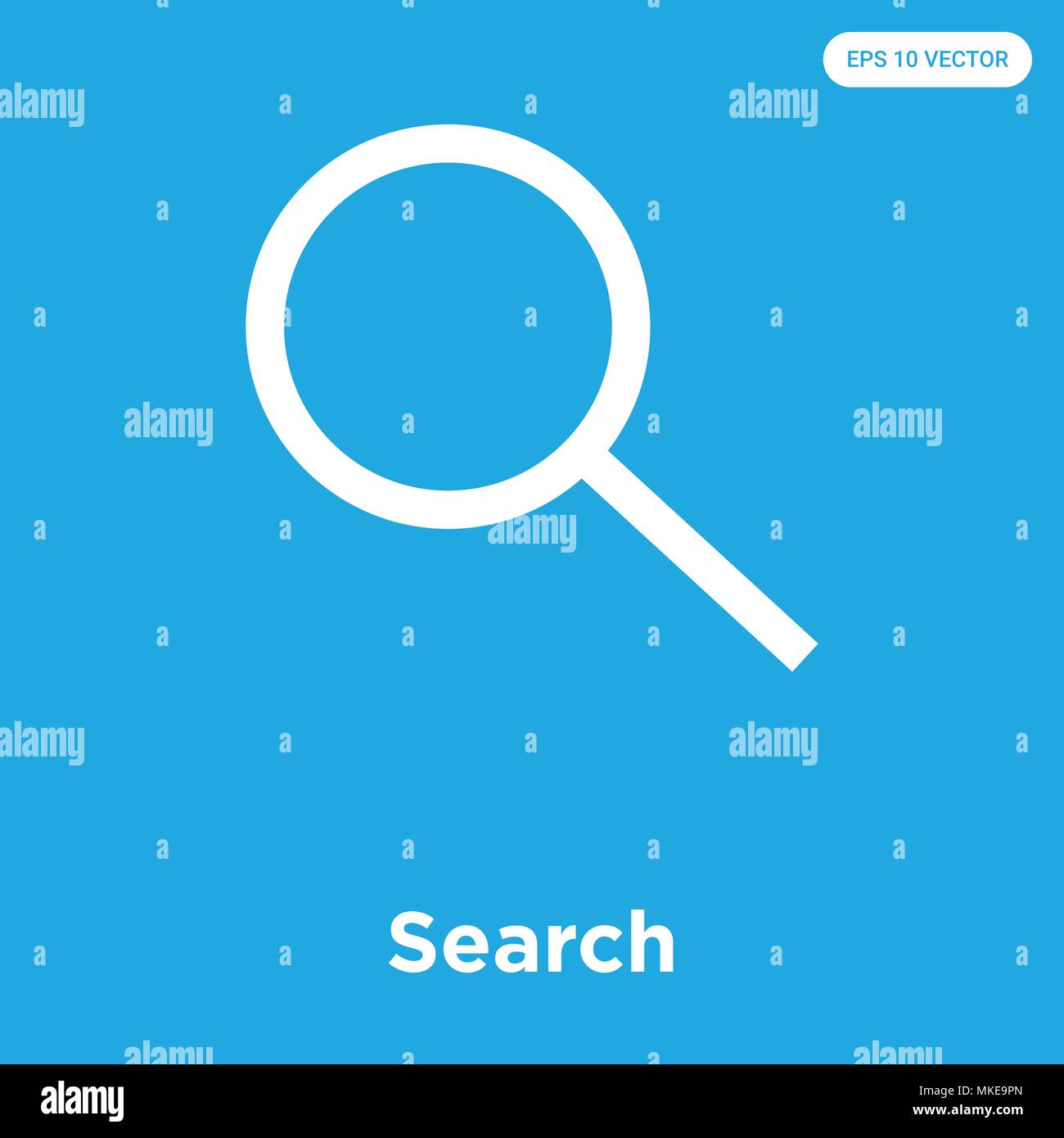 Search vector icon isolated on blue background, sign and symbol Stock ...