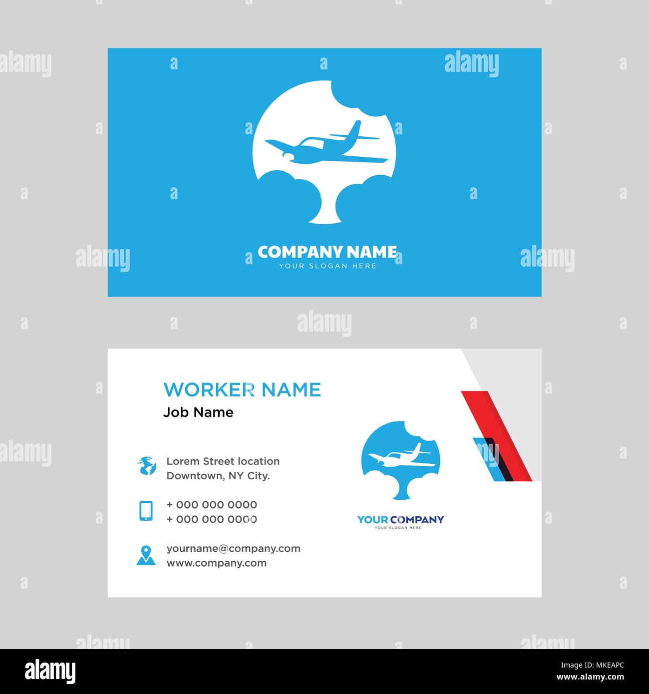 Plane business card design template, Visiting for your company, Modern ...