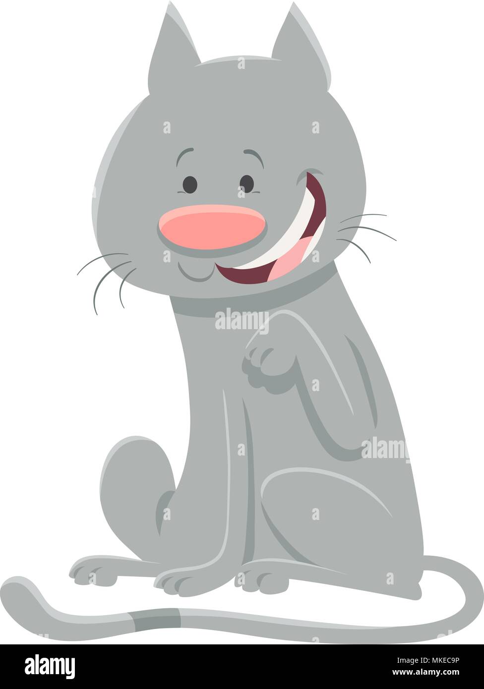 Cartoon Illustration of Happy Gray Cat Animal Mascot Character Stock ...