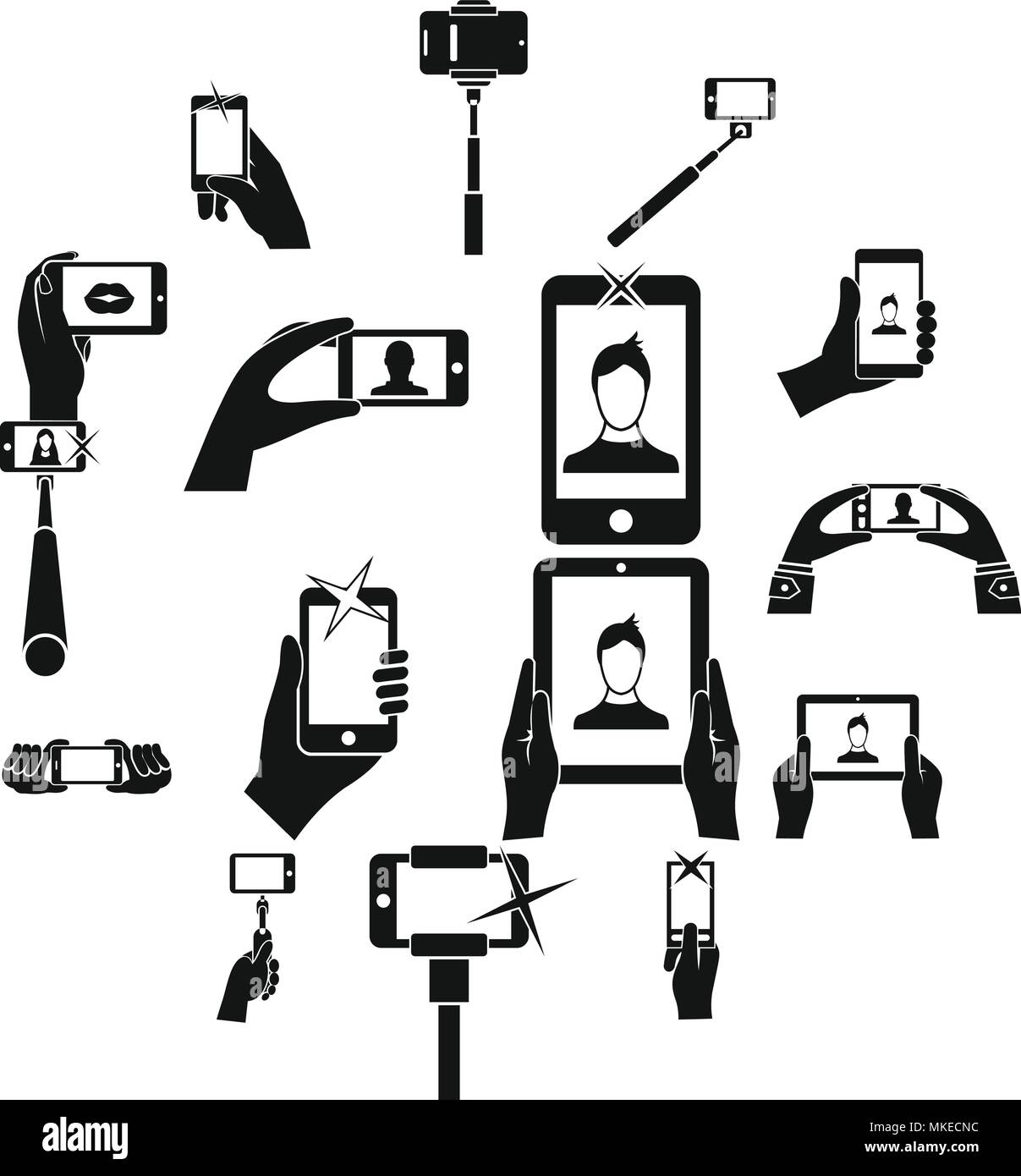 Selfie Icons Set Simple Style Stock Vector Image And Art Alamy