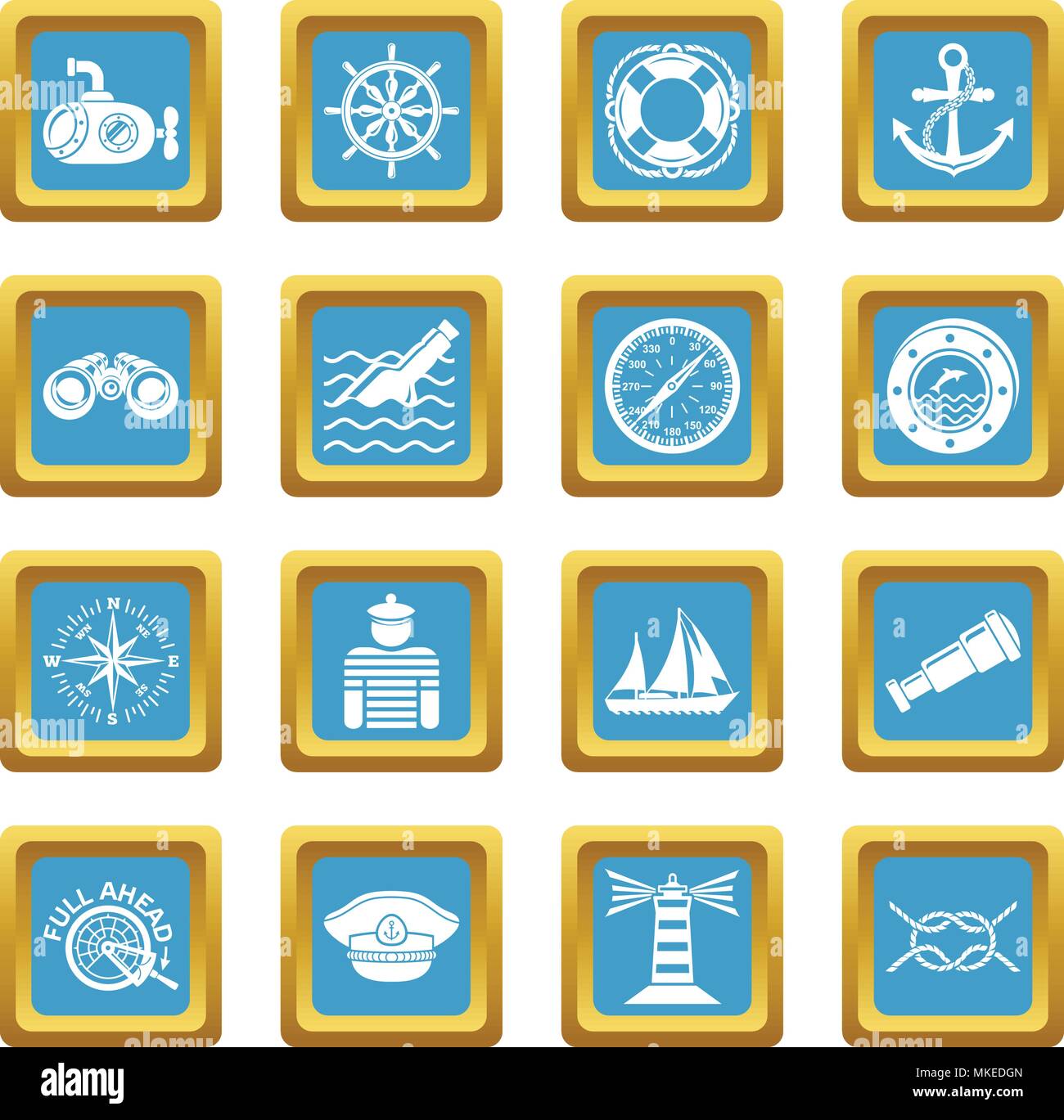 Nautical icons set sapphirine square vector Stock Vector Image & Art ...