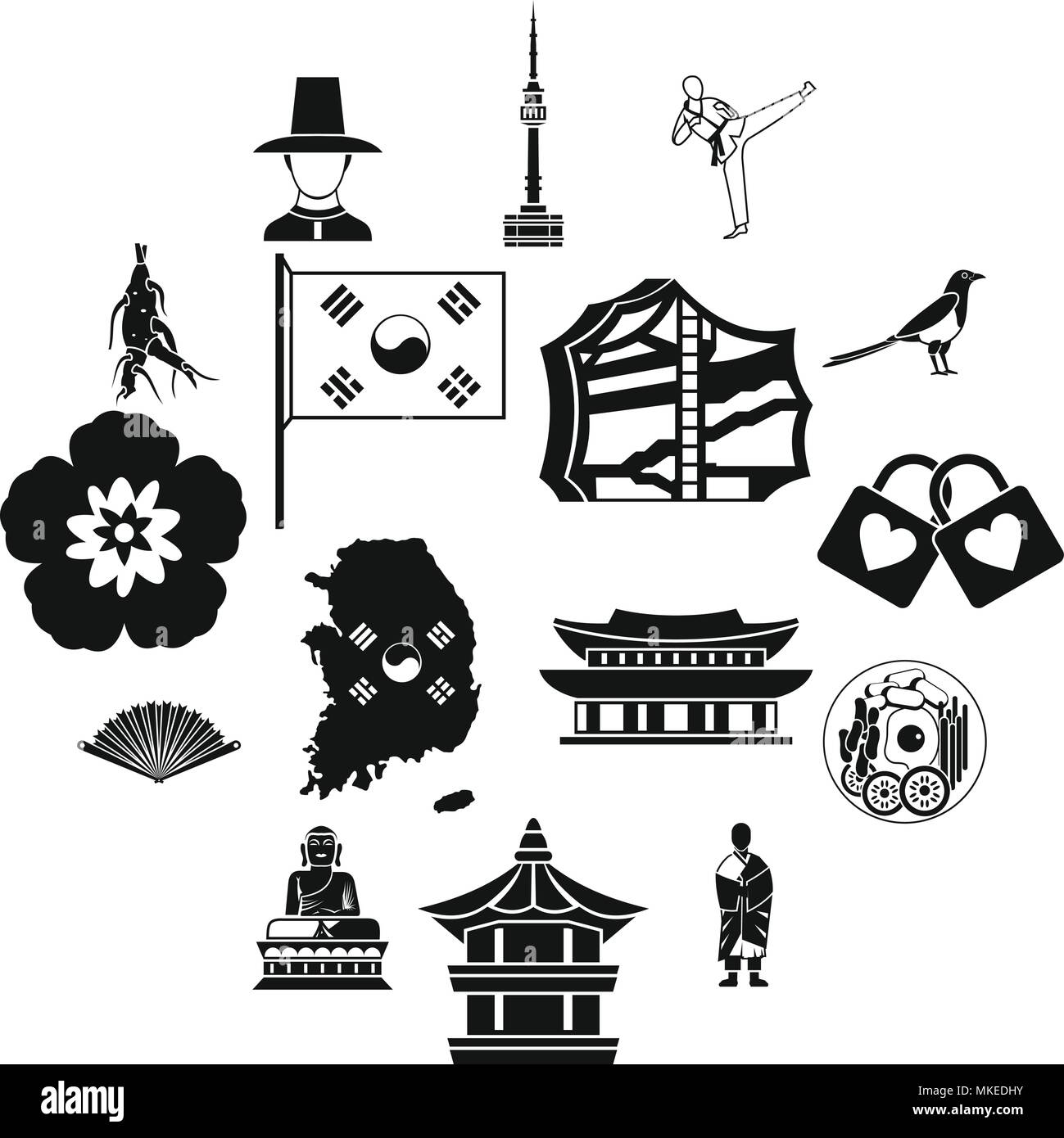 South Korea icons set, simple style Stock Vector Image & Art - Alamy