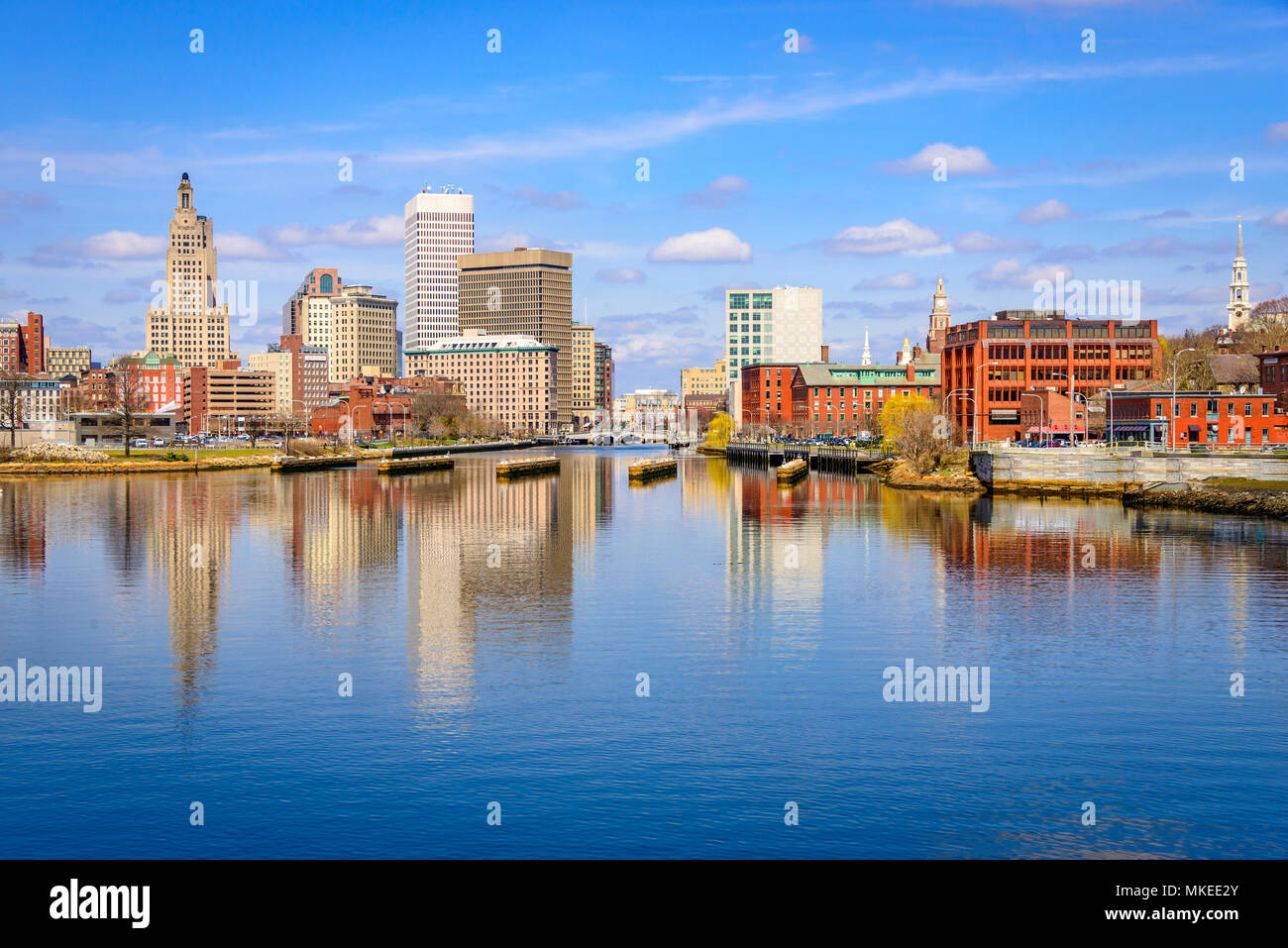 Providence, Rhode Island, USA downtown skyline on the river Stock Photo ...