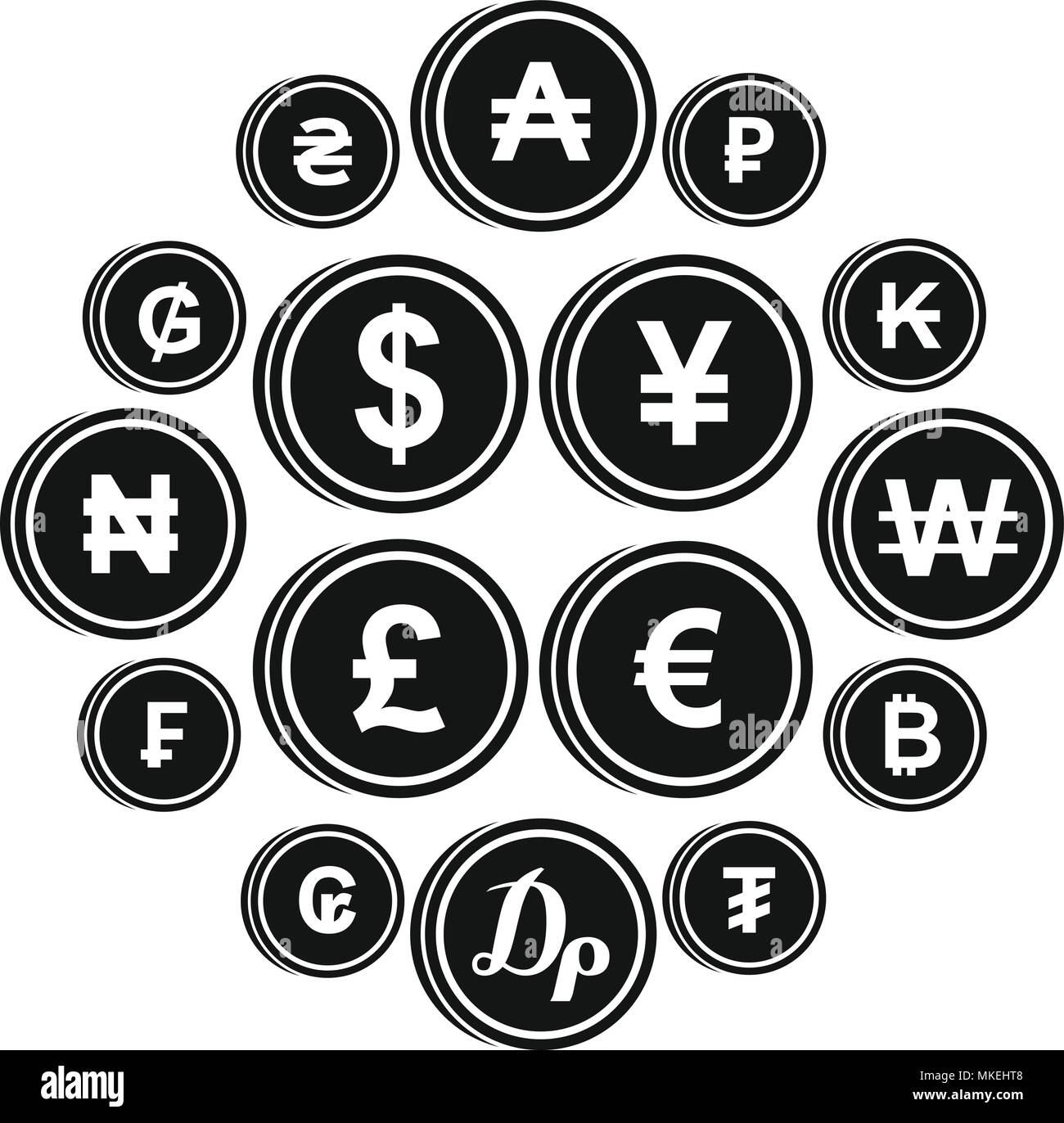 Currency From Different Countries Icons Set Stock Vector Image And Art