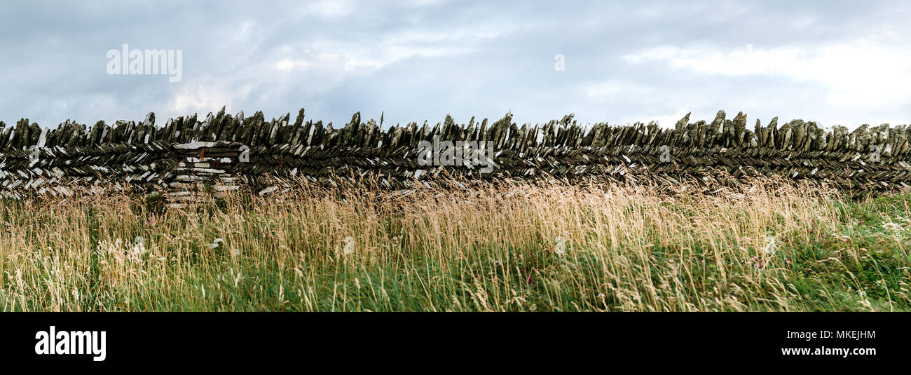 Panoramic photos of a Cornwall wall made out of slates Stock Photo - Alamy