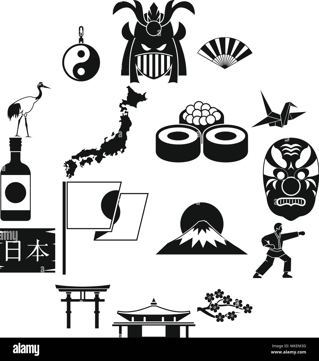 Japan icons set, simple style Stock Vector Image & Art - Alamy
