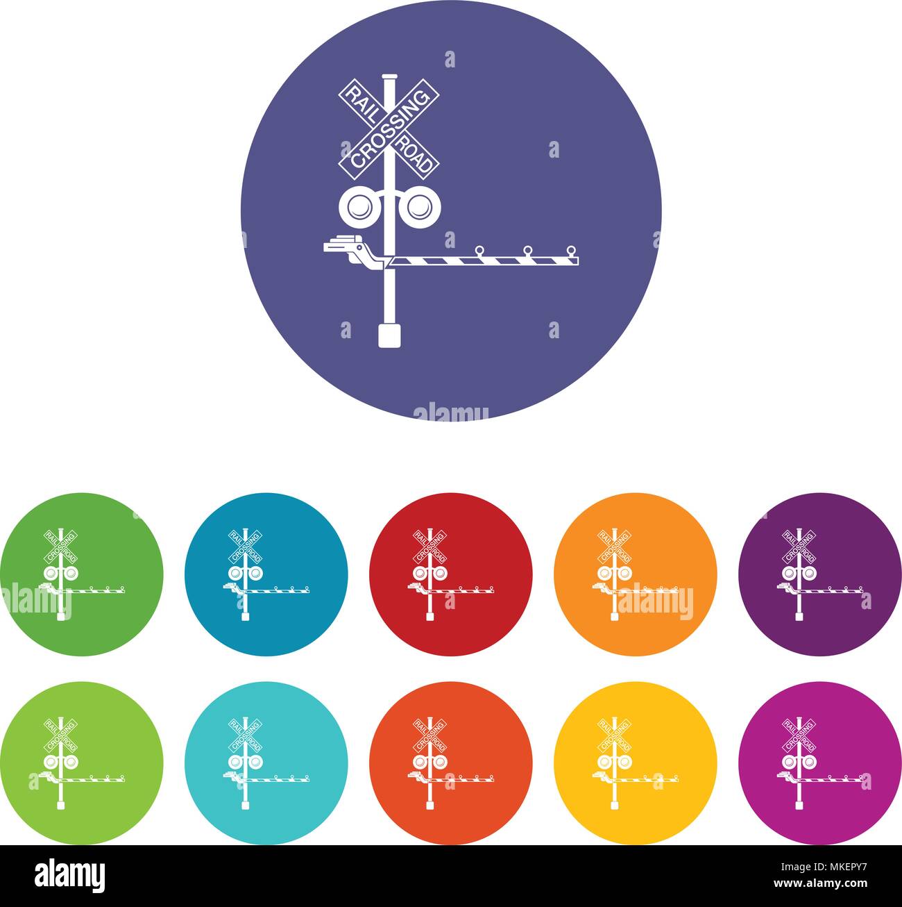 Railway crossing in old Stock Vector Images - Alamy