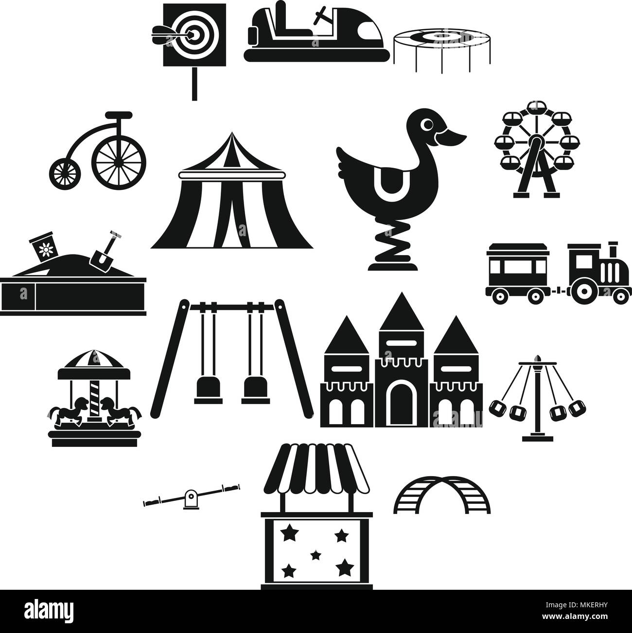 Amusement park icons set, simple style Stock Vector Image & Art - Alamy