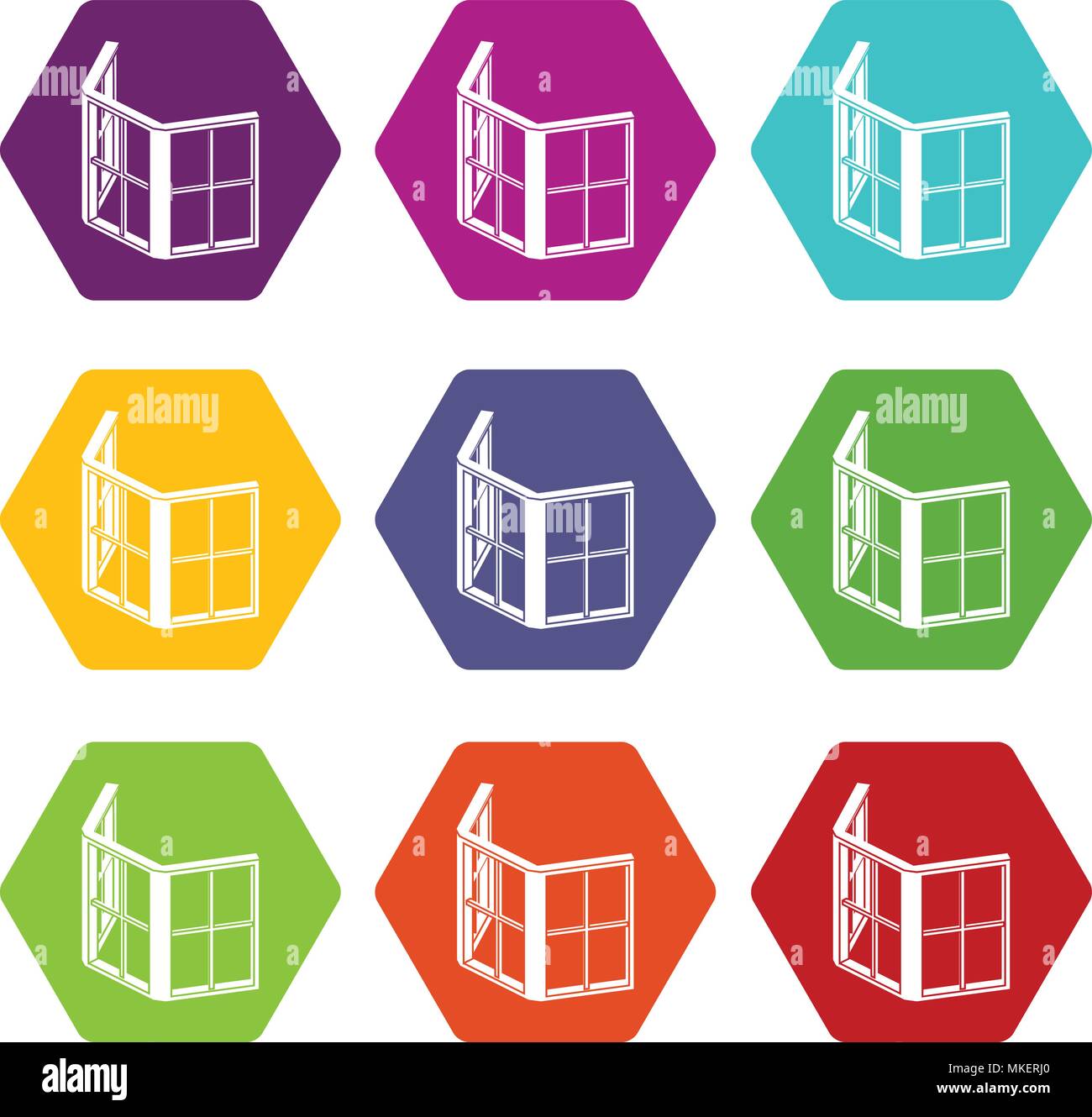 Facade window frame icons set 9 vector Stock Vector Image & Art - Alamy