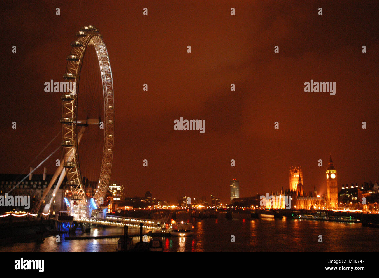 The London Eye on the South Bank of the River Thames in London on a ...