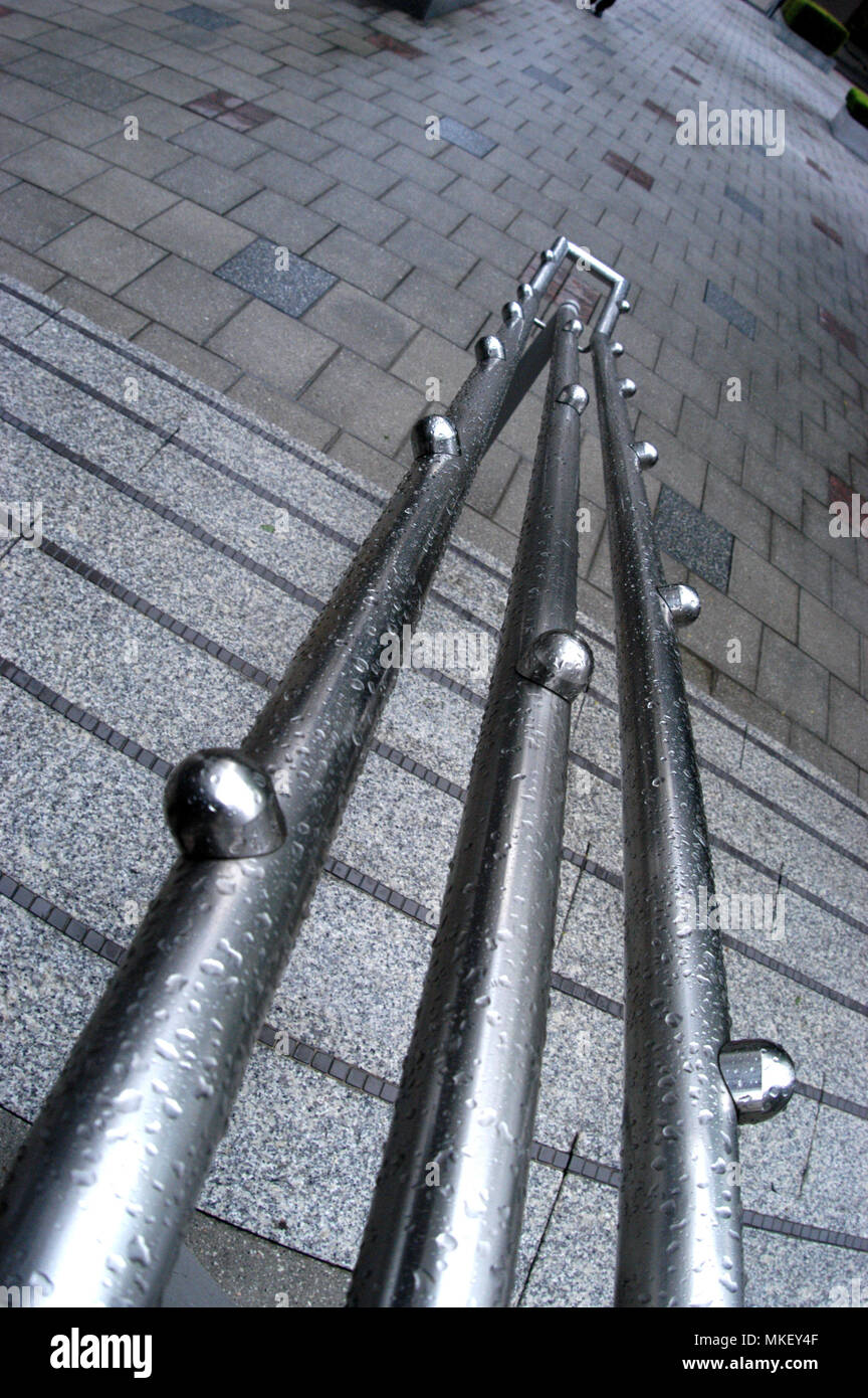 Stainless steel hand rail, in public place, the south bank london Stock ...